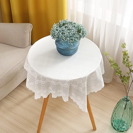 Amazon.com: Embroidery Lattice Small Square Tablecloth with Tassel ...