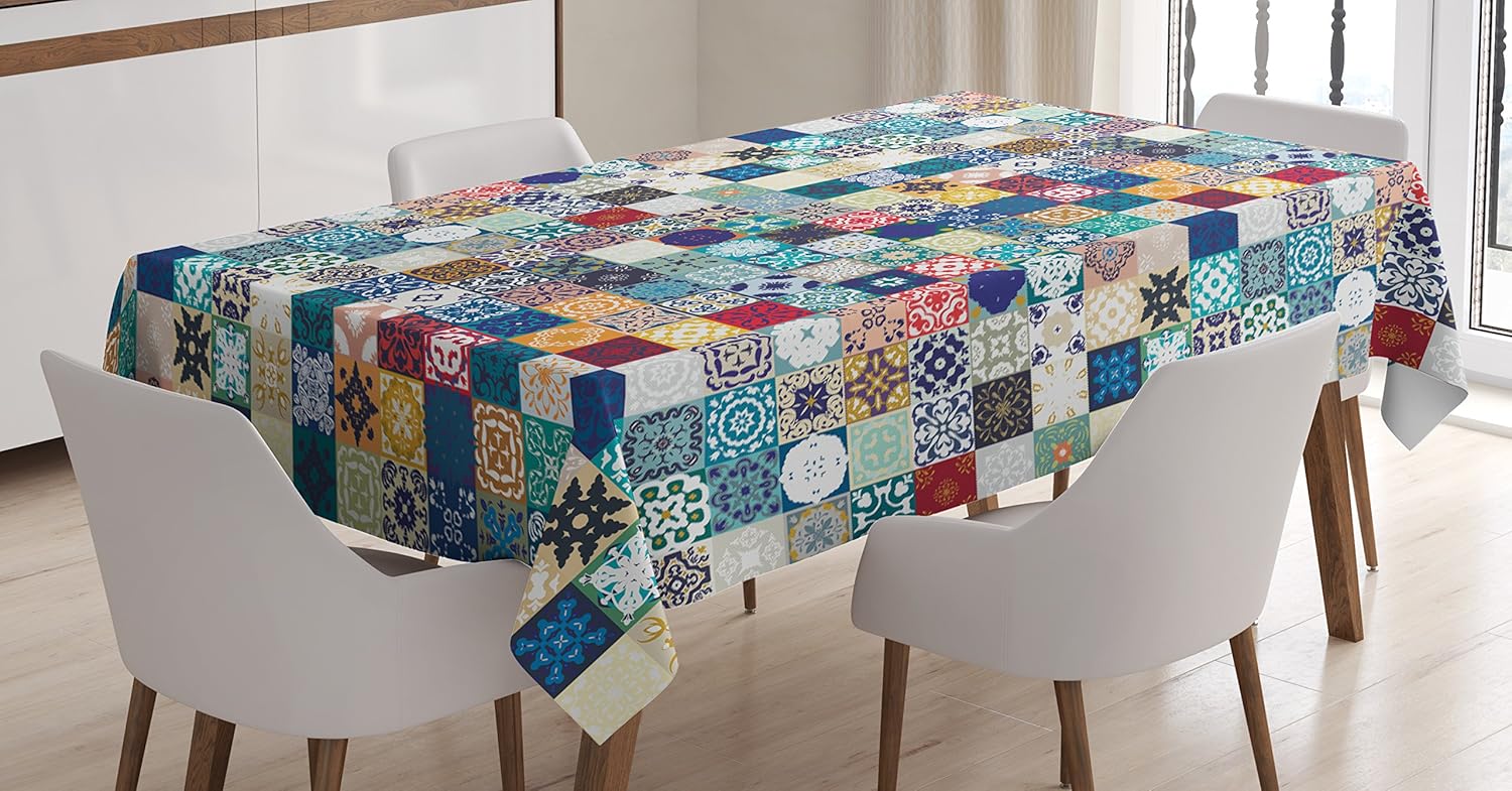 Amazon.com: Ambesonne Moroccan Tablecloth, Oriental Eastern Pattern ...