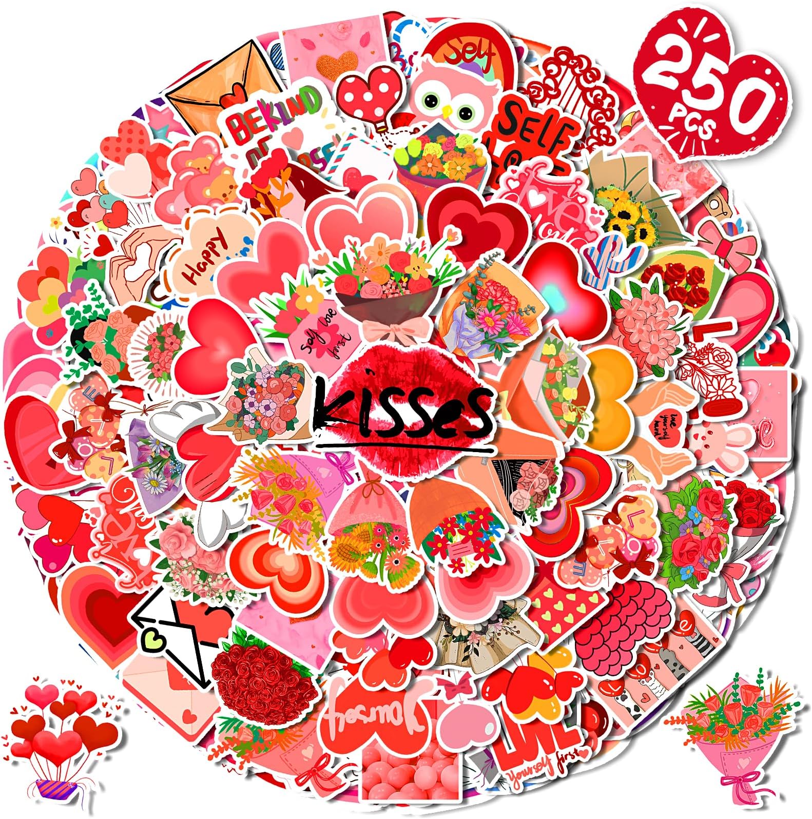 Amazon.com: Heart Stickers for Kids, Valentines Day Colorful Heart ...
