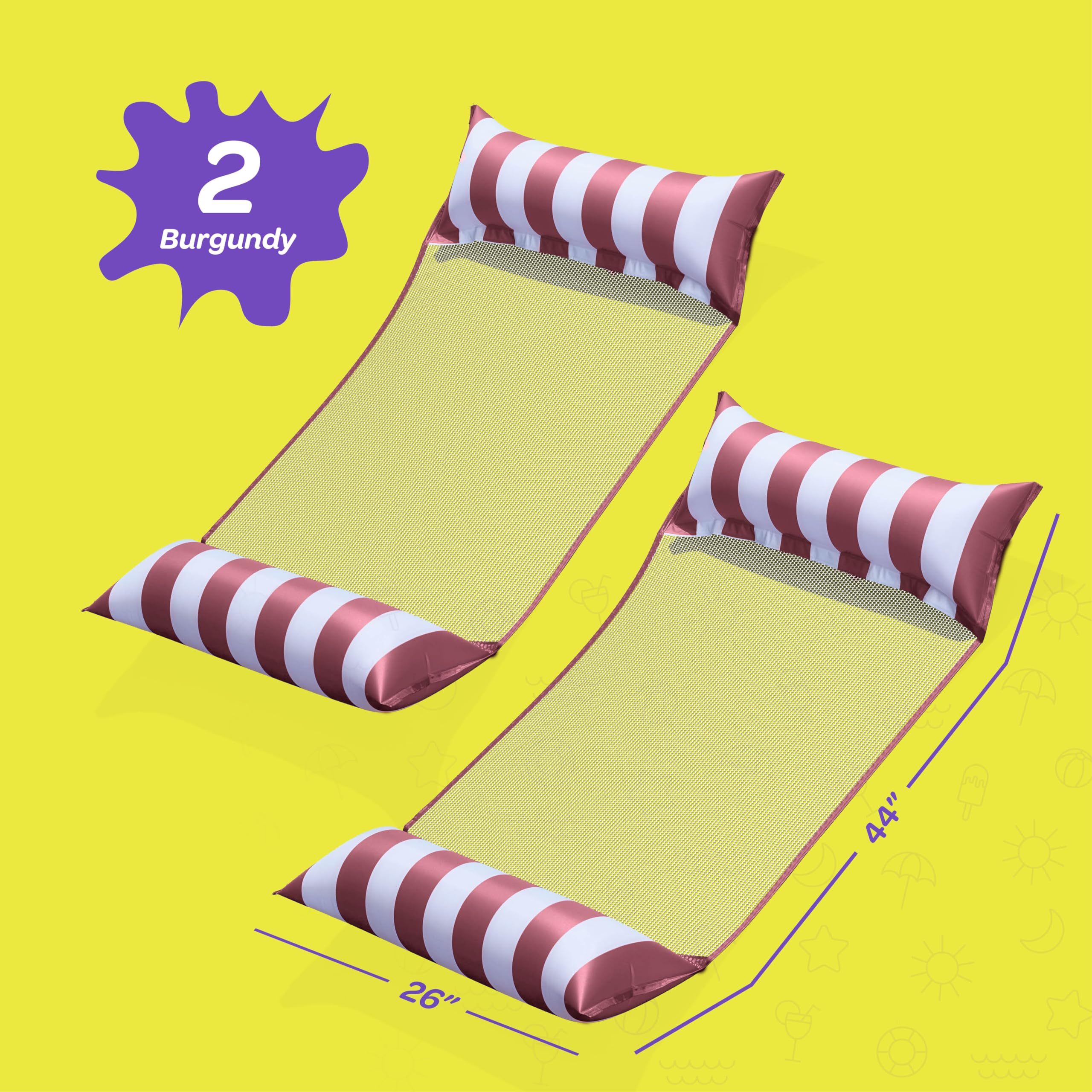 Snapklik.com : Pool Floats For Adults 2 Pack Multi-Purpose Hammock Pool ...