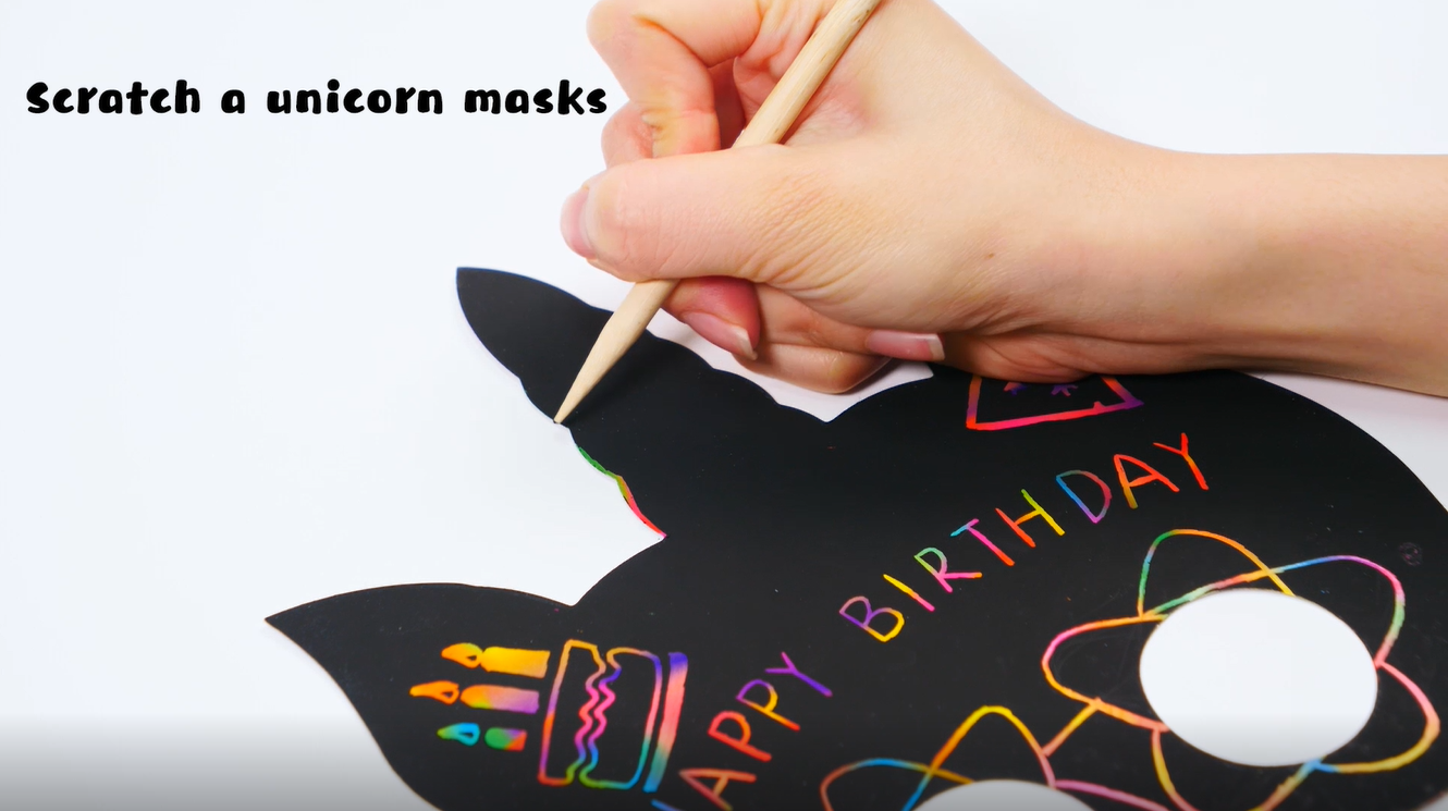 Snapklik.com : 24Pcs Unicorn Mask Rainbow Scratch Unicorn DIY Masks ...