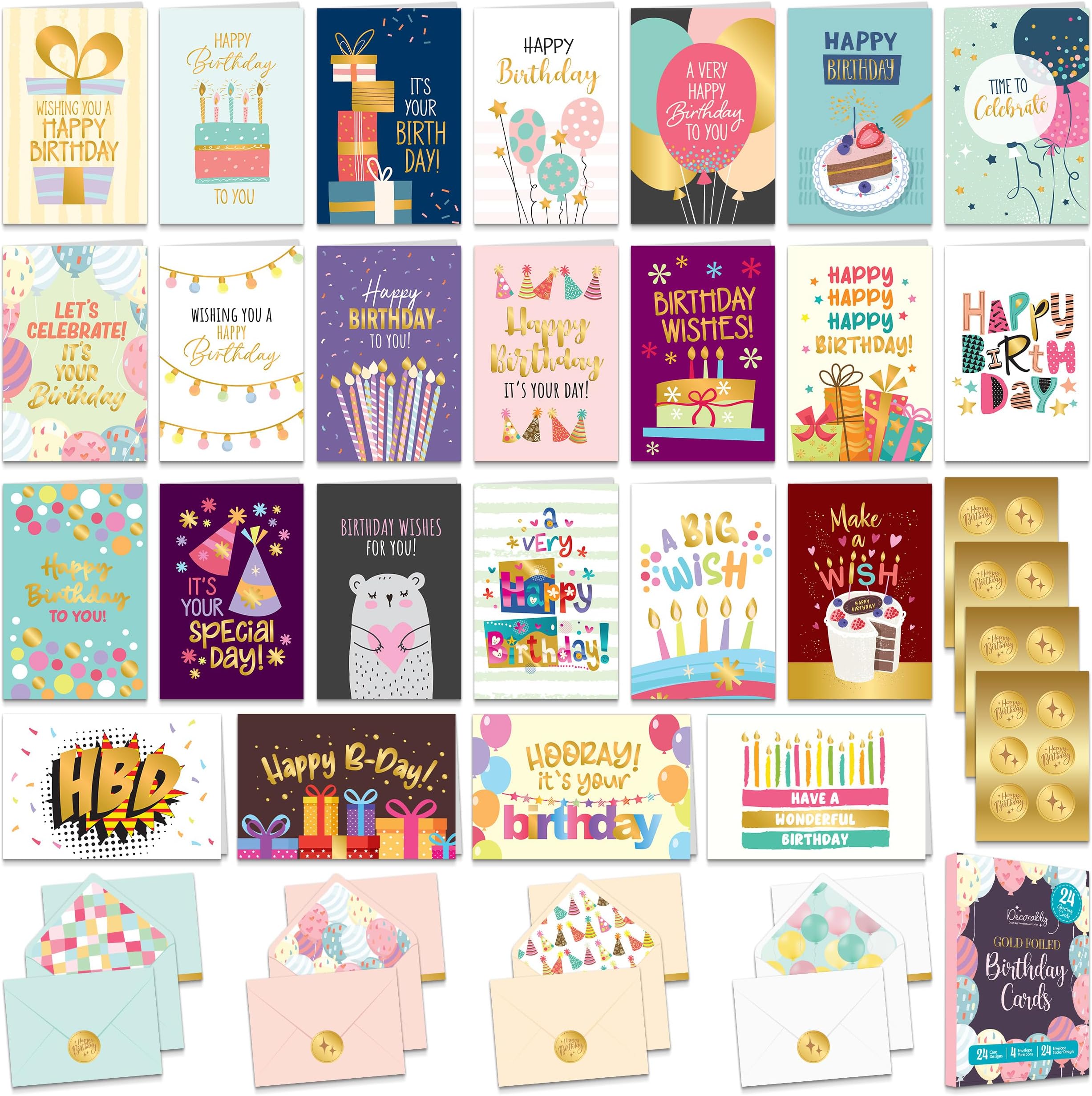 Amazon.com : 72 Birthday Cards, Assorted Birthday Cards Box with ...