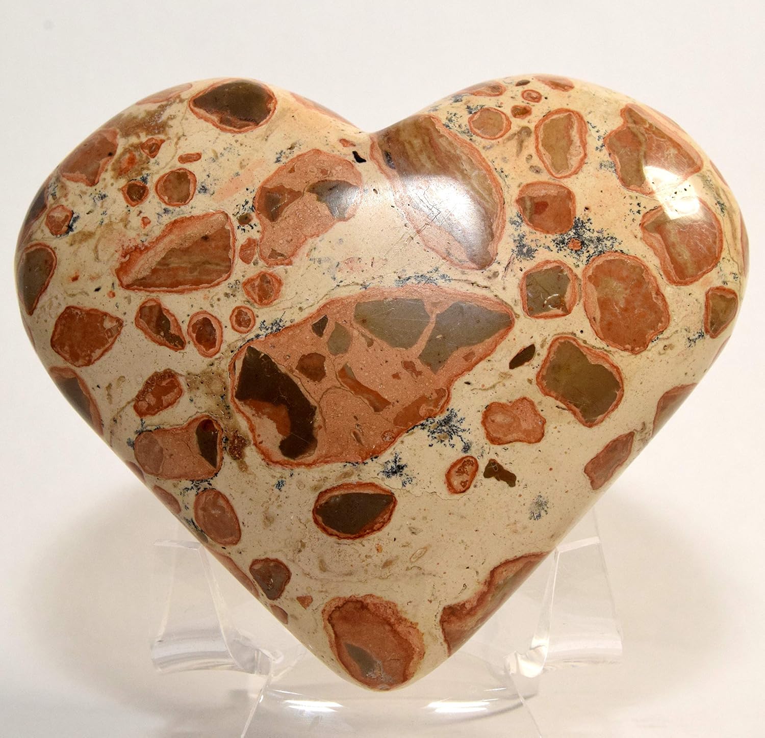 Amazon.com: 87mm Leopardite Jasper Puffy Heart Natural Rhyolite ...