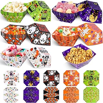 Amazon.com: 25 Pcs Halloween Paper Serving Bowls Ghost Pumpkin Snack ...
