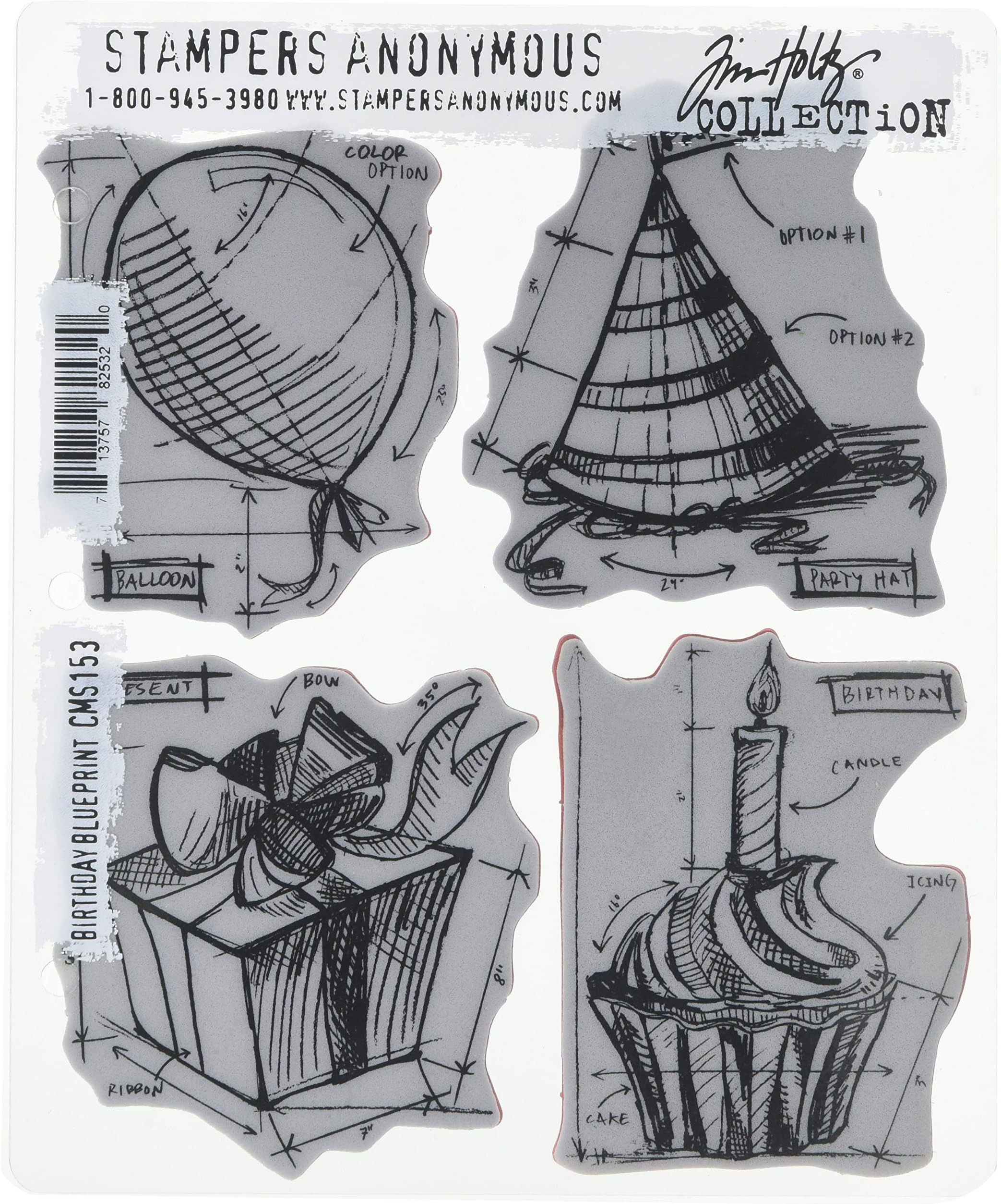 Tim Holtz Cling Mounted Stamp Sets Stampers Anonymous Mini Blueprints 3 ...