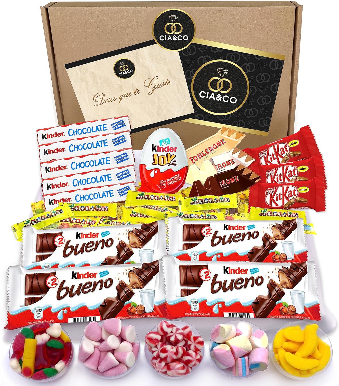 Coffret Bonbons avec +25 pièces de Chocolat Kinder et 450g de Bonbons ...