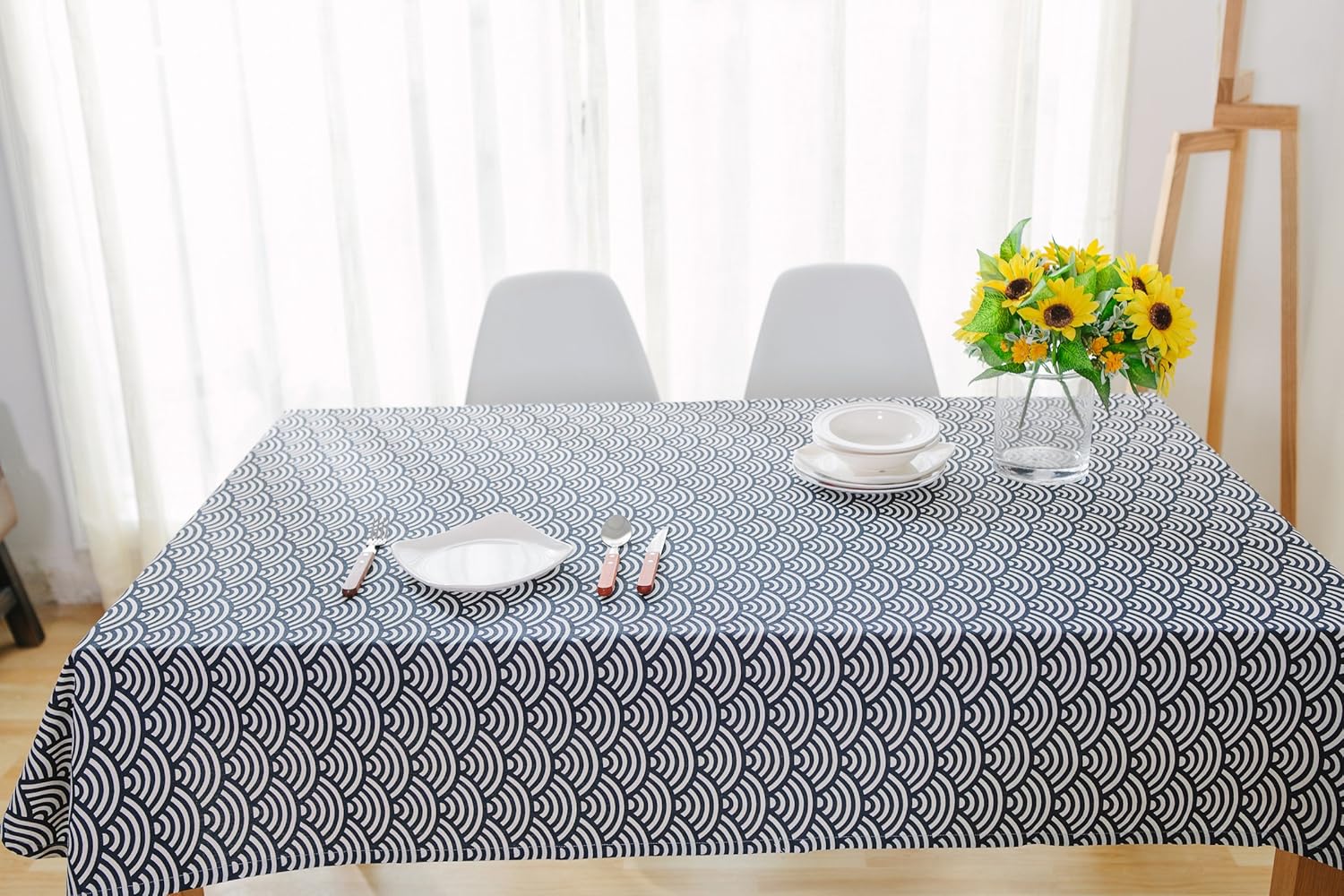 Amazon.com: Snowskite Cotton Ocean Wave Pattern Table Cloth Household ...