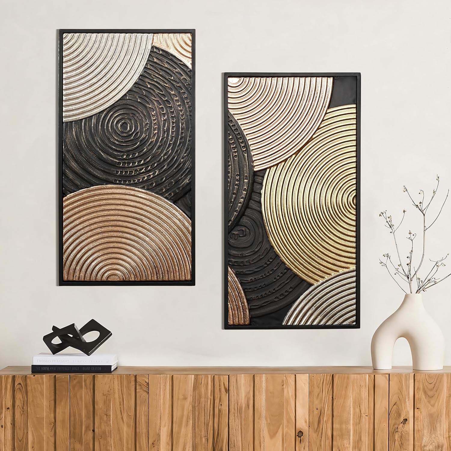 Amazon.com: LuxenHome Set of 2 Modern Earth Tone Circles Abstract ...