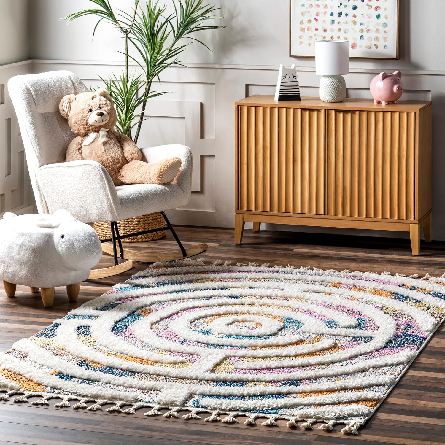 Amazon.com: nuLOOM Ava Colorful Maze Kids Tassel Area Rug, 5'3" x 7'6 ...