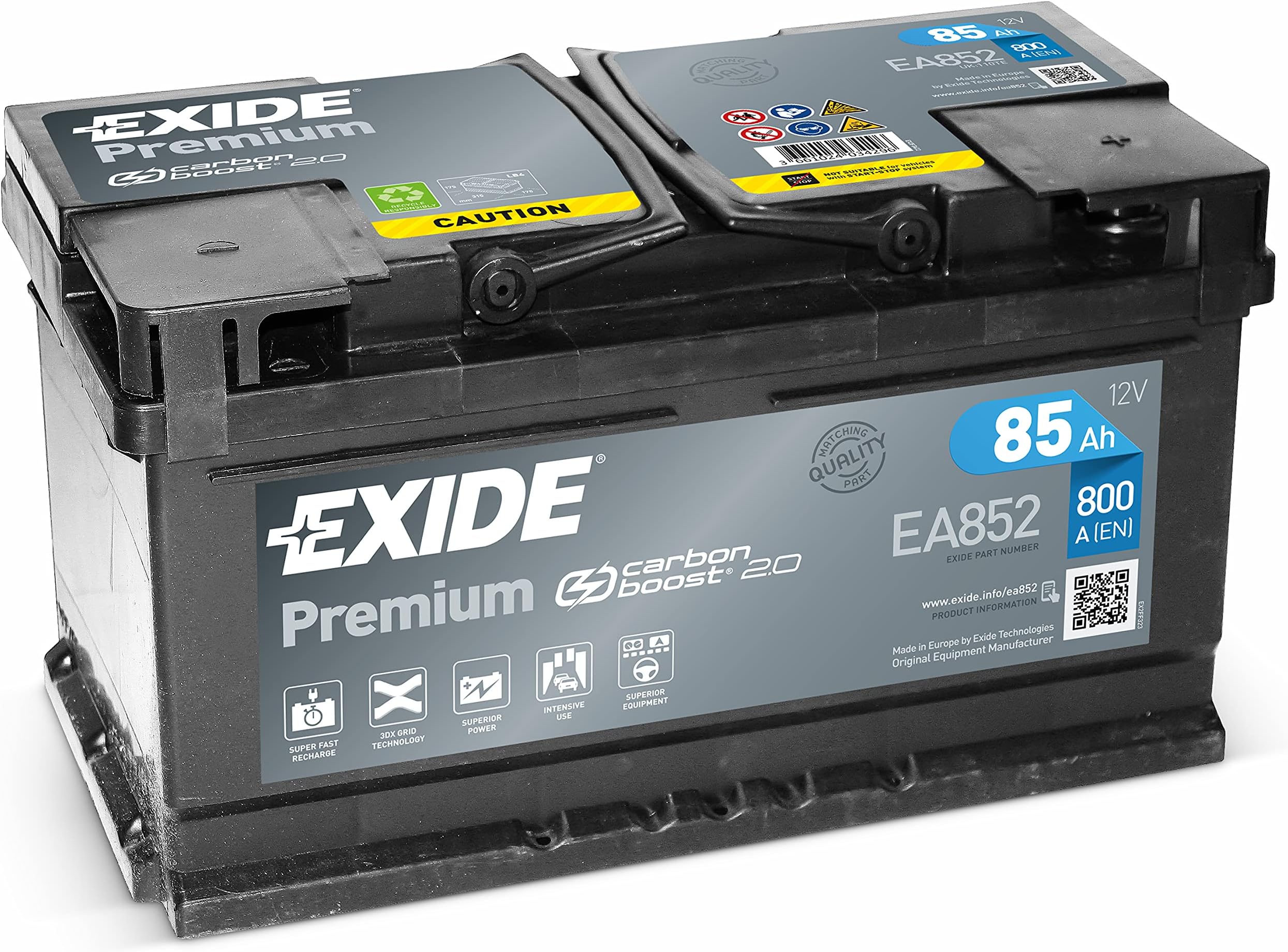 Exide Premium Carbon Boost Car Battery 100AH 900A/EN - New Model 2014/ ...