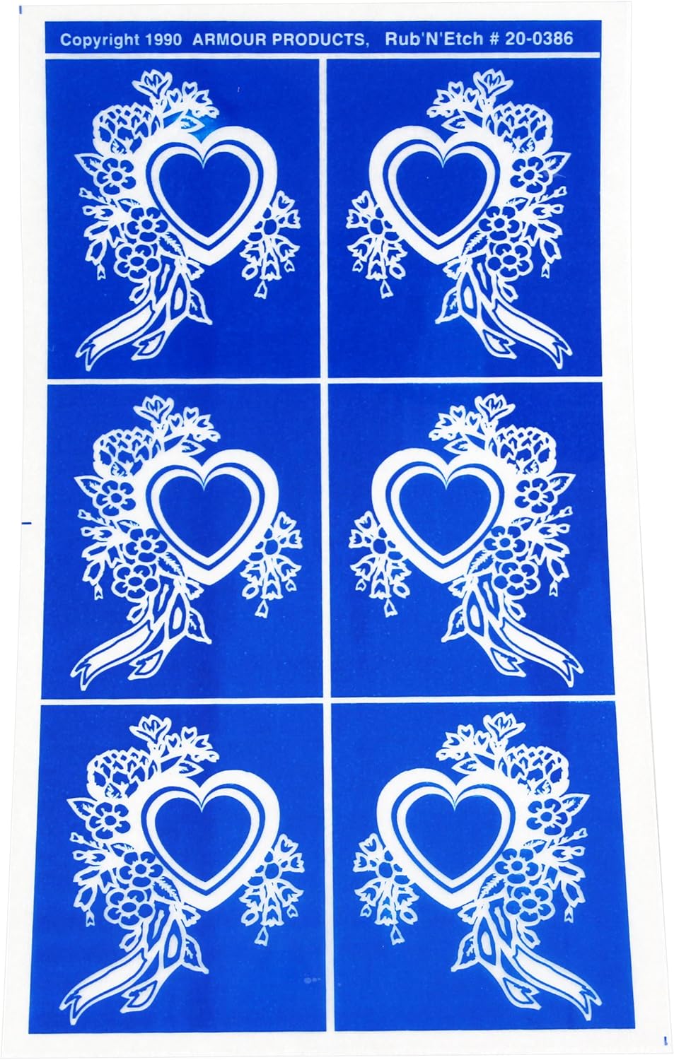 Amazon.com: Armour Etch Stencil Rub N Etch Stencil, Hear N Flowers, 5 ...