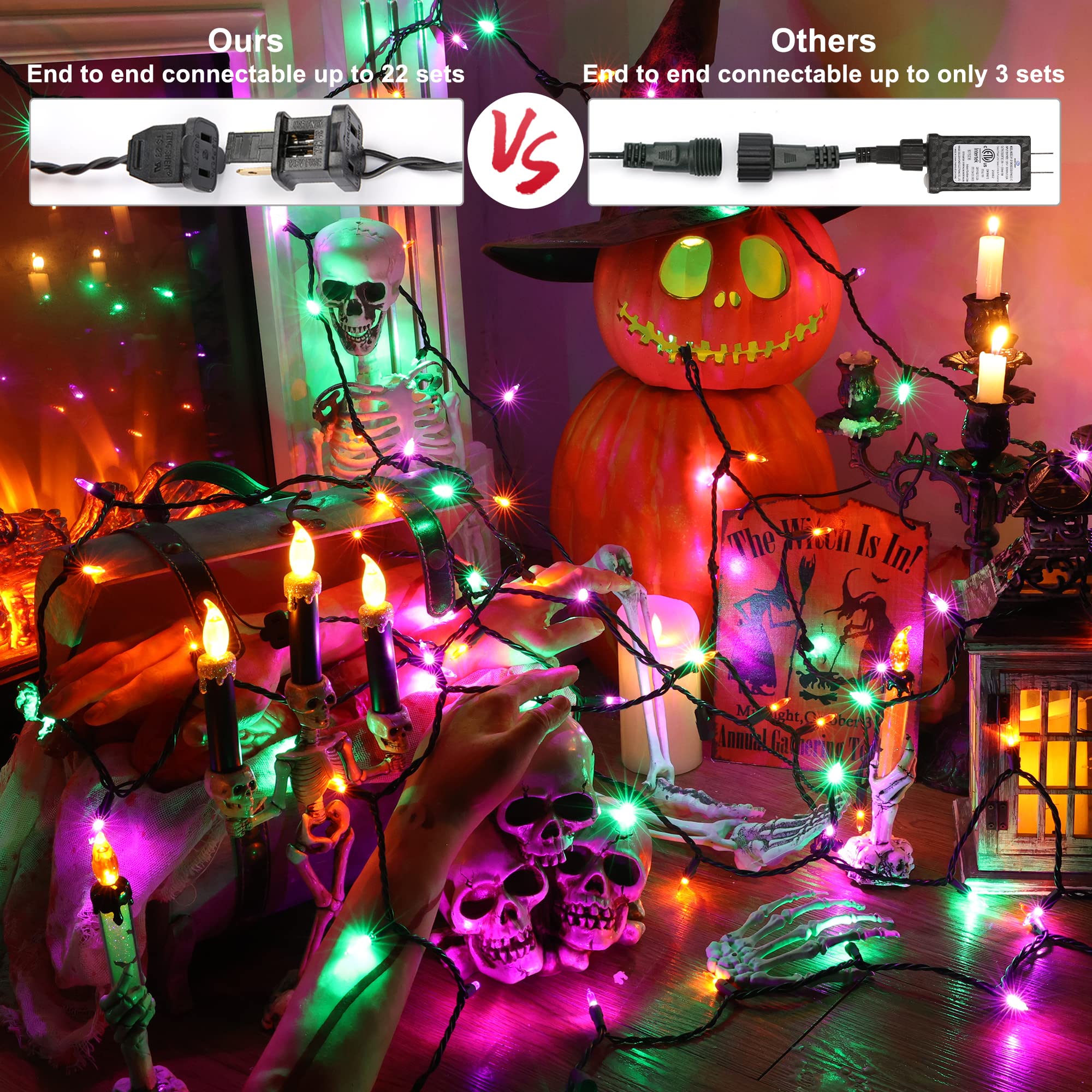 Snapklik.com : Purple Green Orange Halloween String Lights, 33ft 100 ...