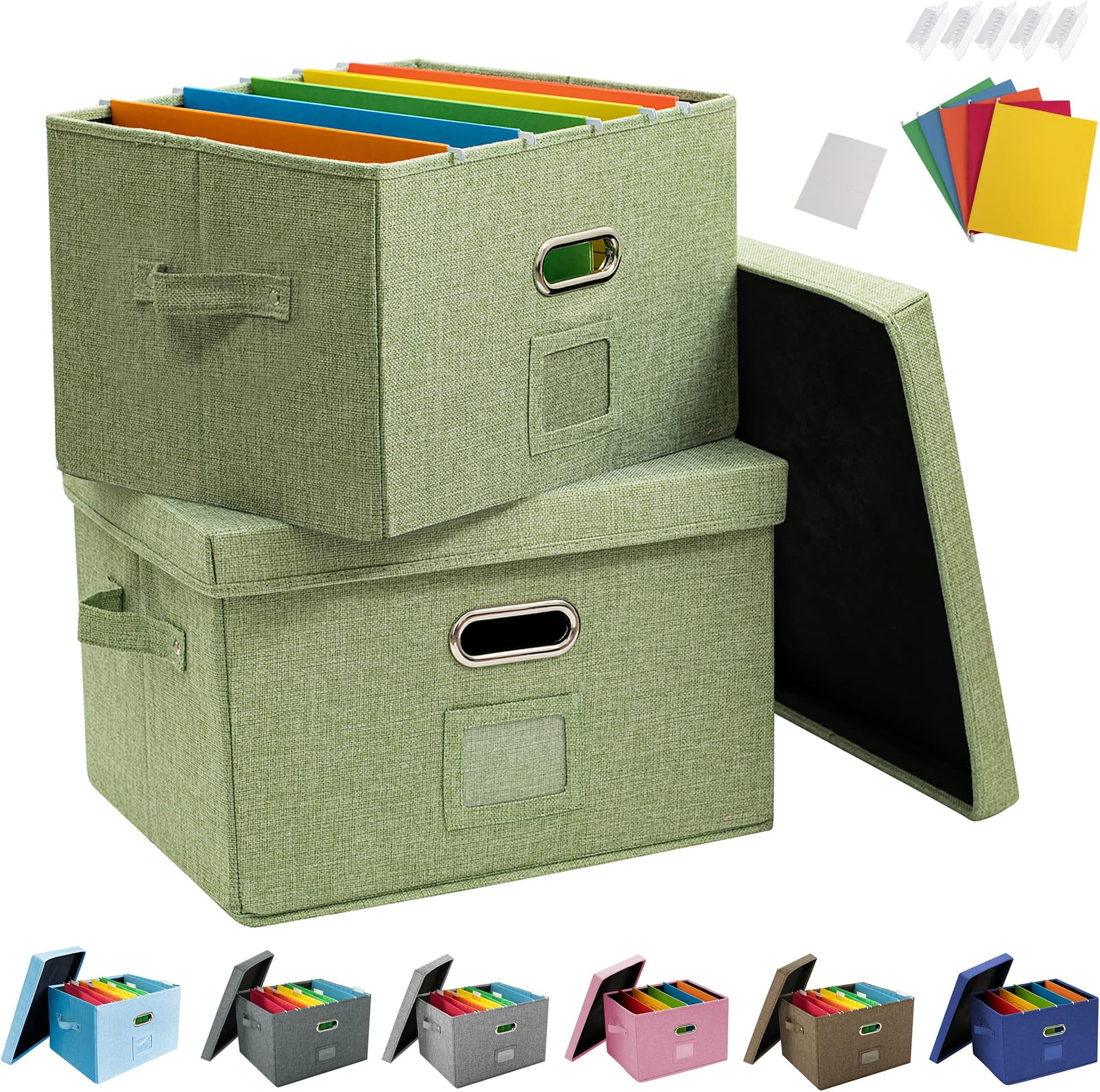 Amazon.com : Aliceset 2 Pack File Organizer Box Linen Hanging Office ...