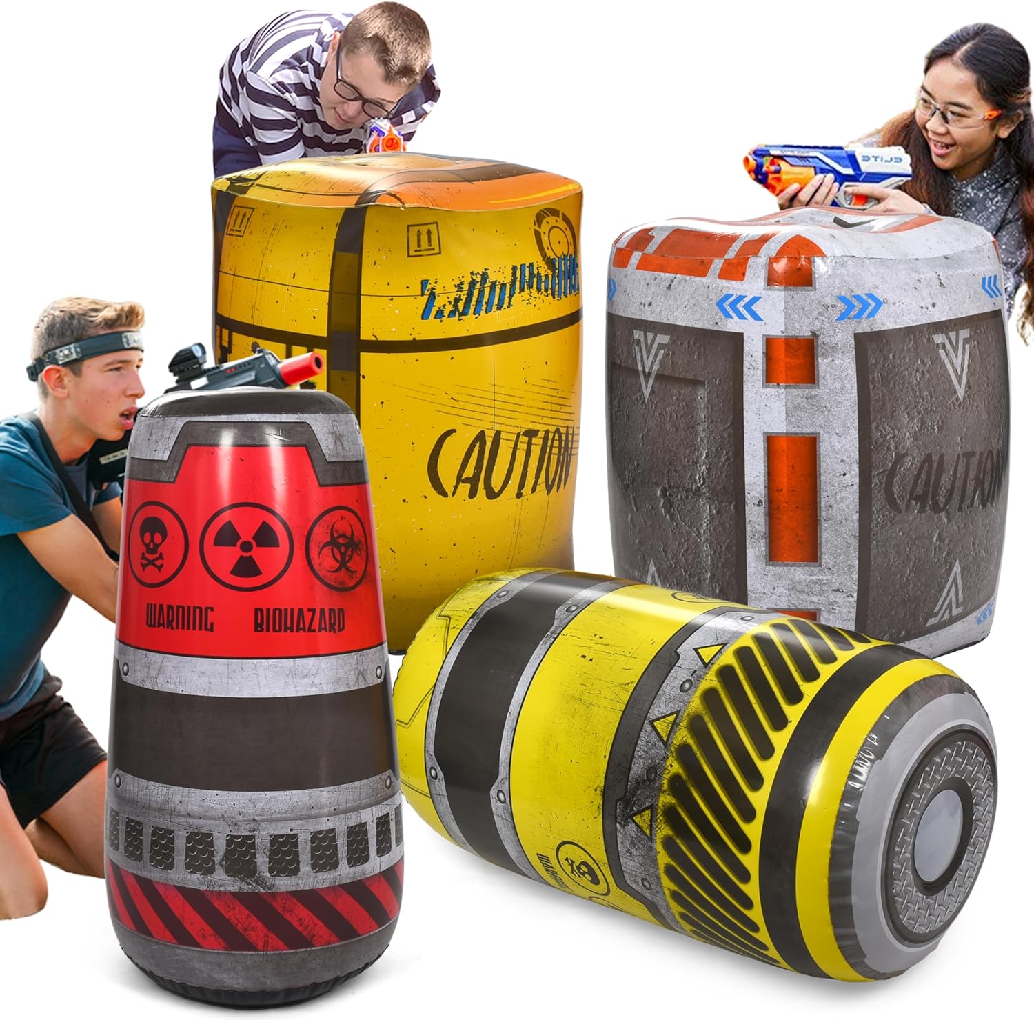 Amazon.com: Kidzlane Inflatable Bunkers Set - Barrels for Laser Tags ...