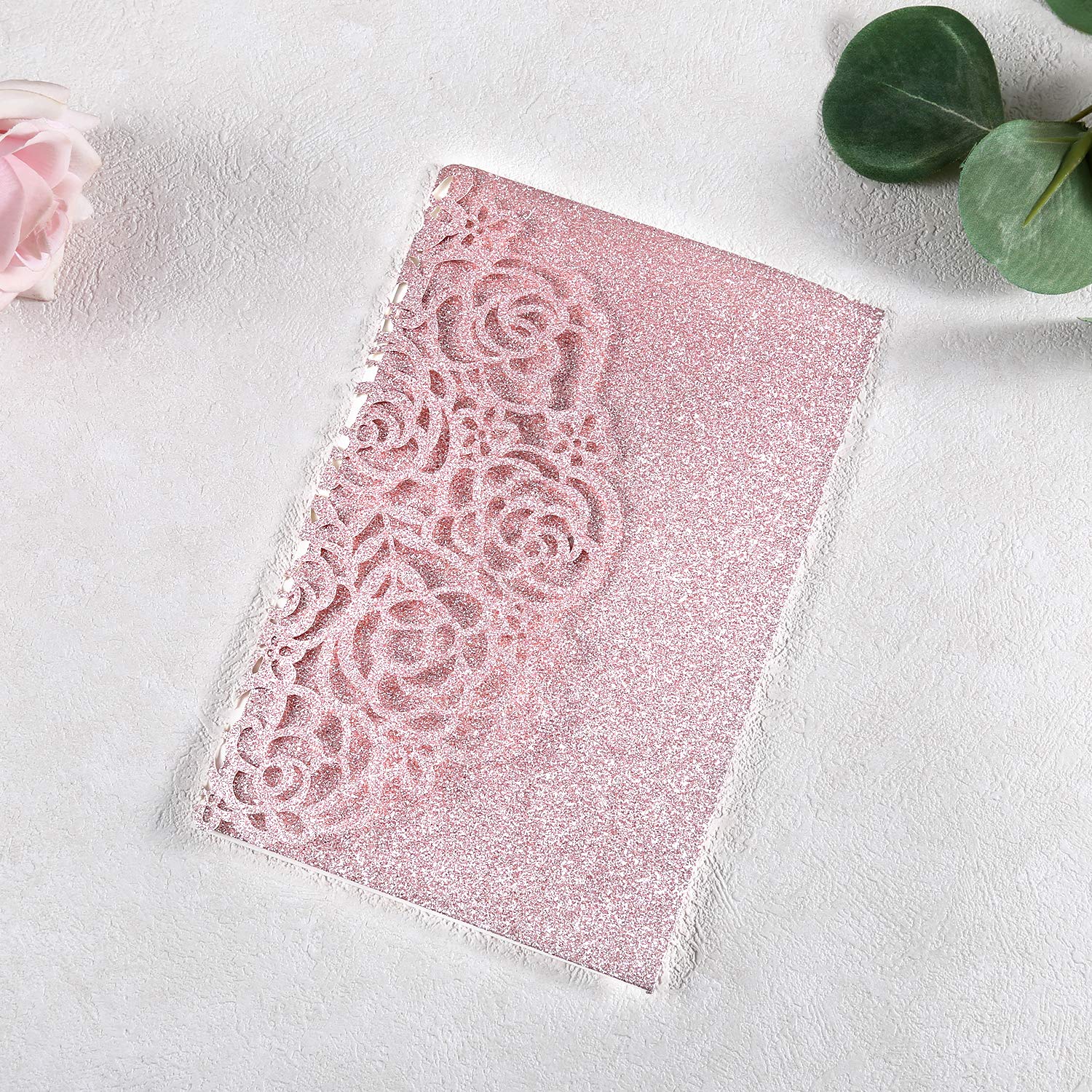 DreamBuilt 4.7 x7 inch 50PCS Blank Rose Gold Glitter Quinceanera ...