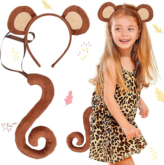 Amazon.com: JeVenis Monkey Costume Kids Monkey Ears Monkeys Headband ...