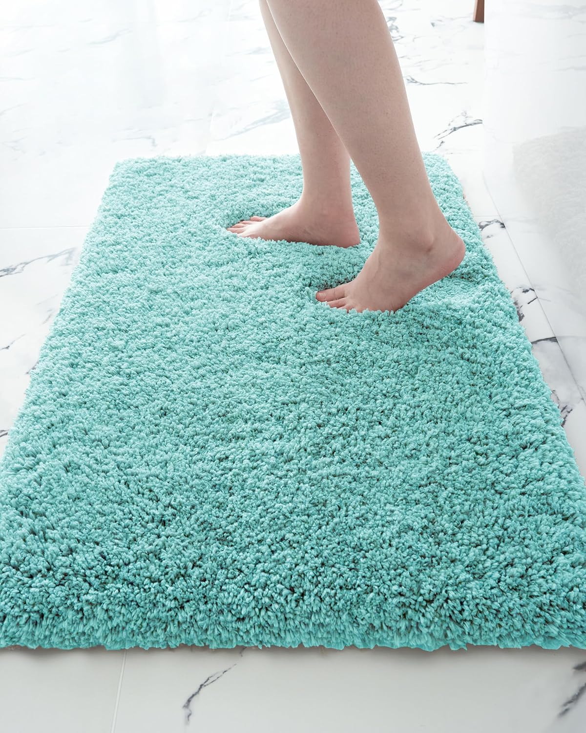 Amazon.com: Disolla Teal Bathroom Rug 24x36 Non Slip Fluffy Bath Mat ...