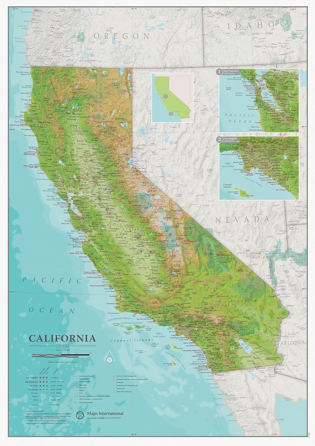 Amazon.com : California Map - 17" x 22" - Laminated - Detailed ...