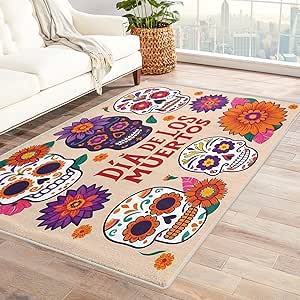 Amazon.com: SZLYZM Washable Rug 3x5, Dia de Los Muertos Rugs for ...