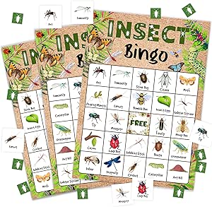 Amazon.com: wenhihsiy Insect Bingo Game Cards for Adults, Bug Bingo ...