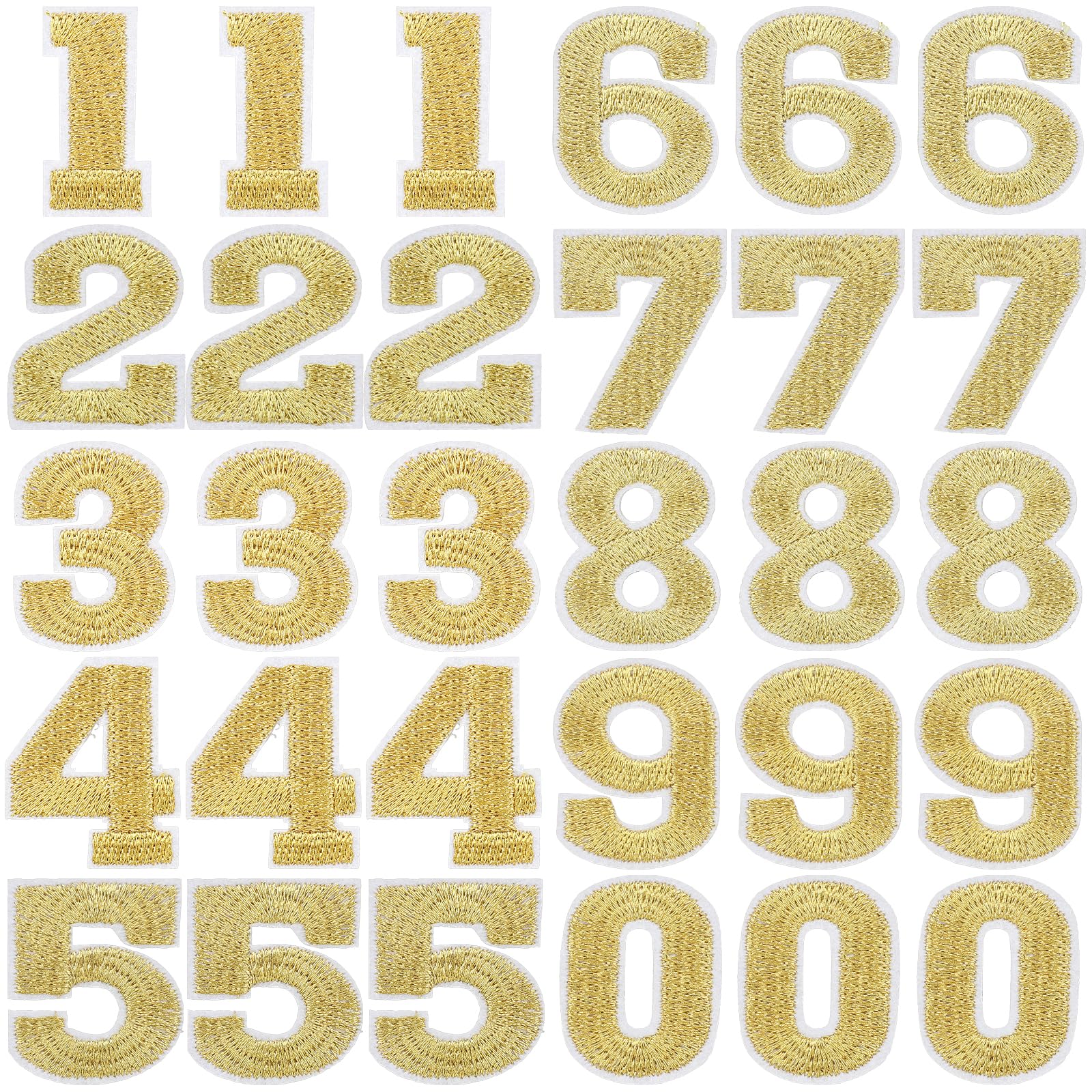 Amazon.com: 30 Pieces Gold Number 0 to 9 Patches Iron On Number ...