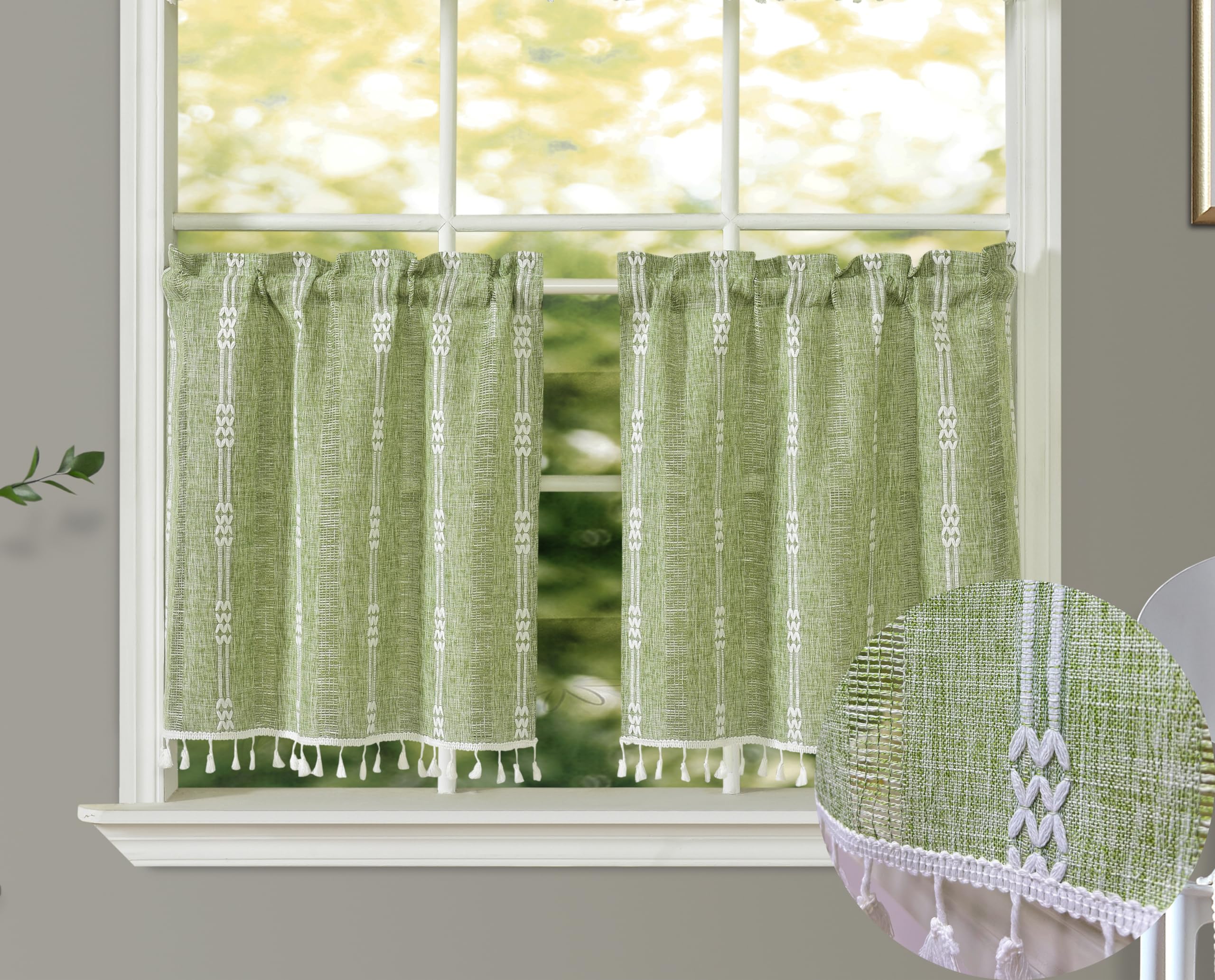 Amazon.com: GOHD Country Road Tiers Kitchen Curtains Boho Jacquard ...