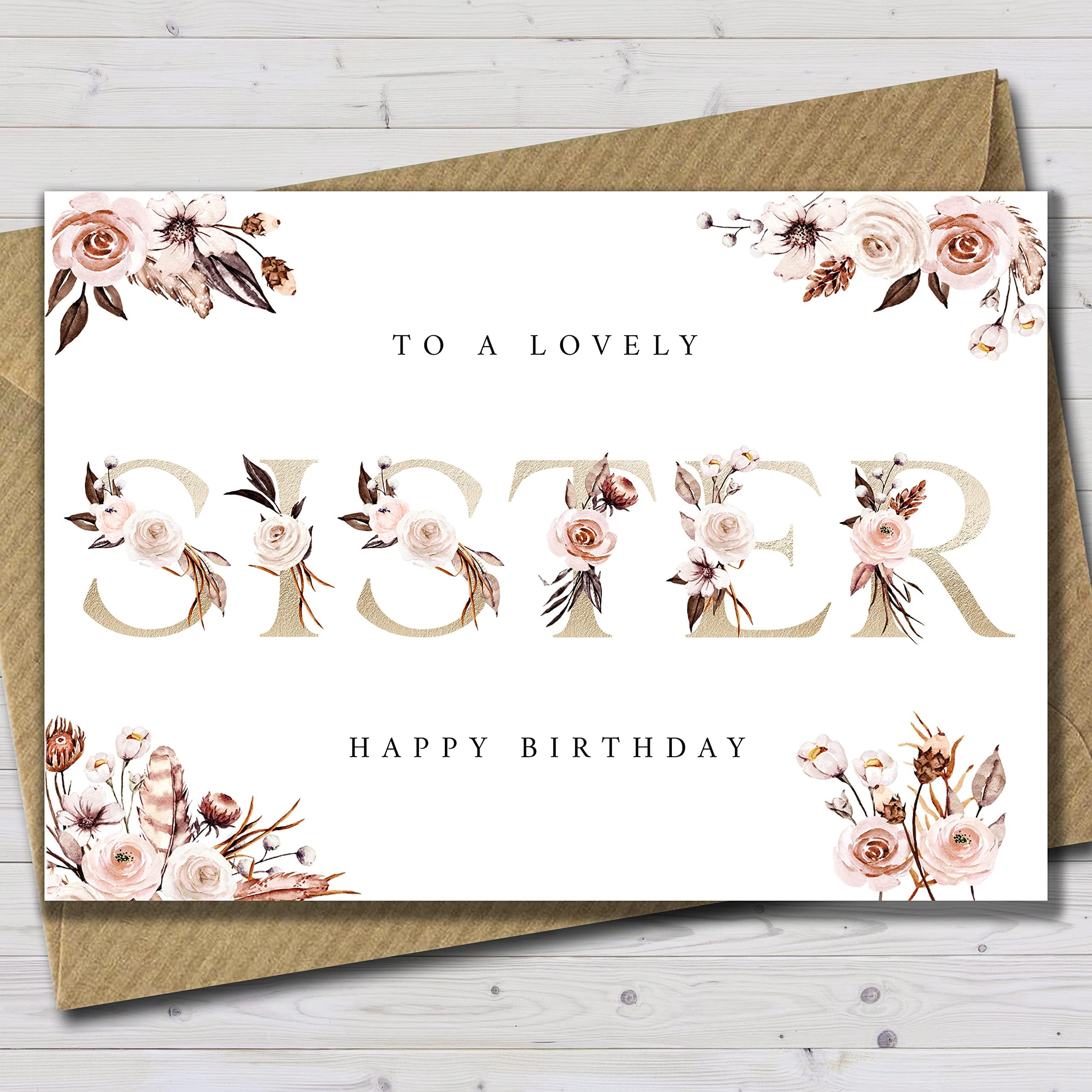 Floral Birthday Card for Sister - Flower Card for Sister - Floral Card ...