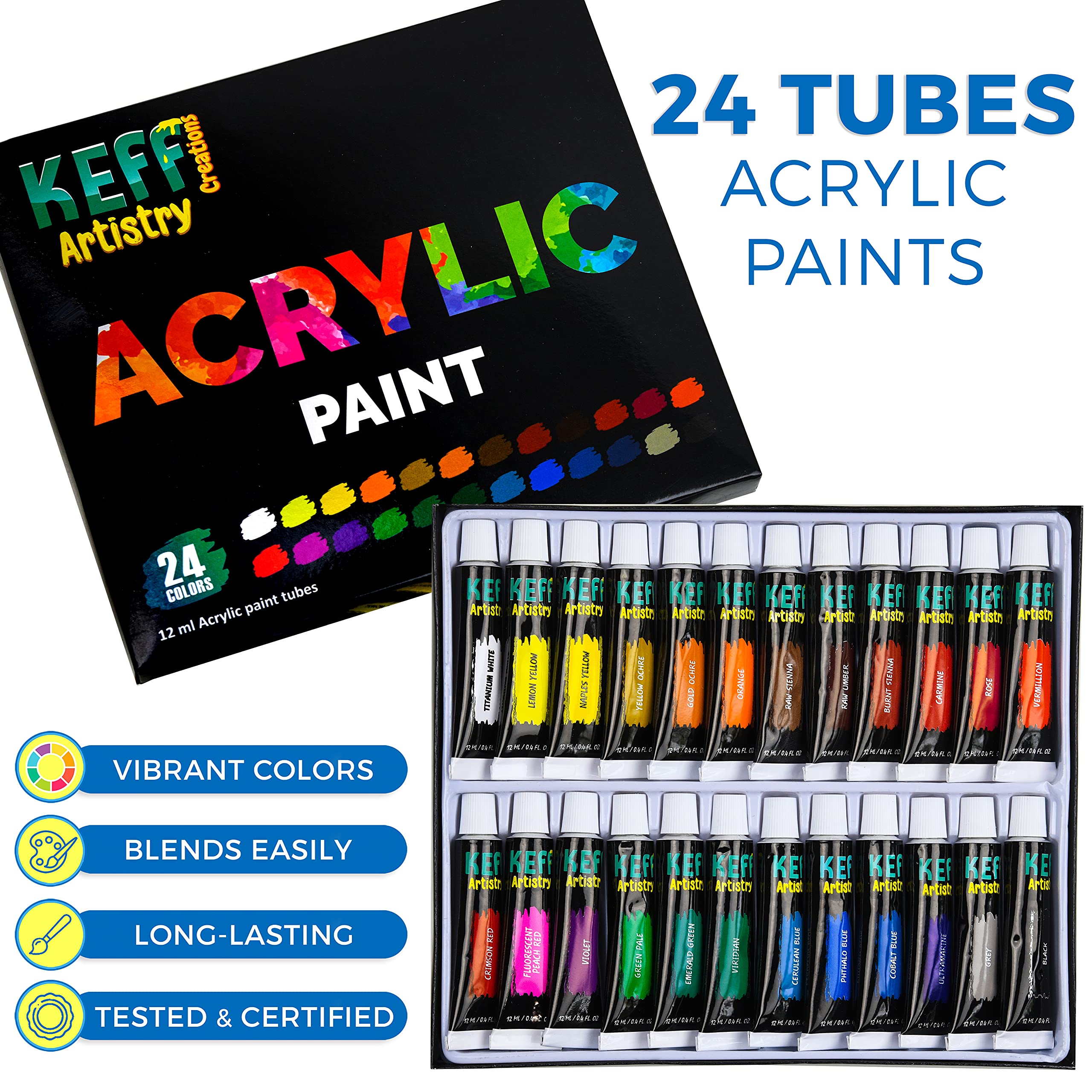 KEFF Creations Acrylic Paint Set - 54 Piece Profession...B087MB39H9 ...