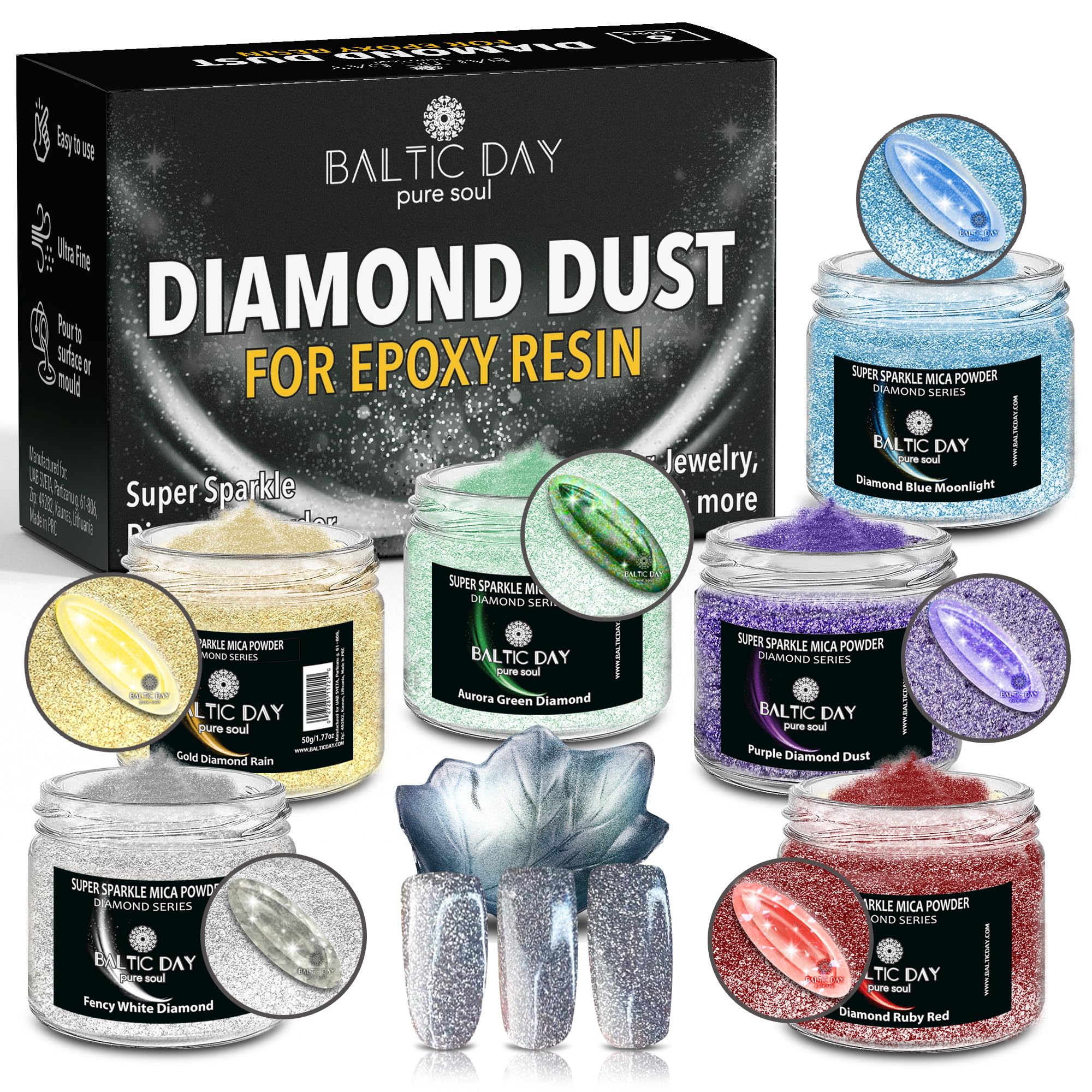 Diamond Dust 6 Color Luxury Glitter Set for Epoxy Resin Ultra Sparkle ...