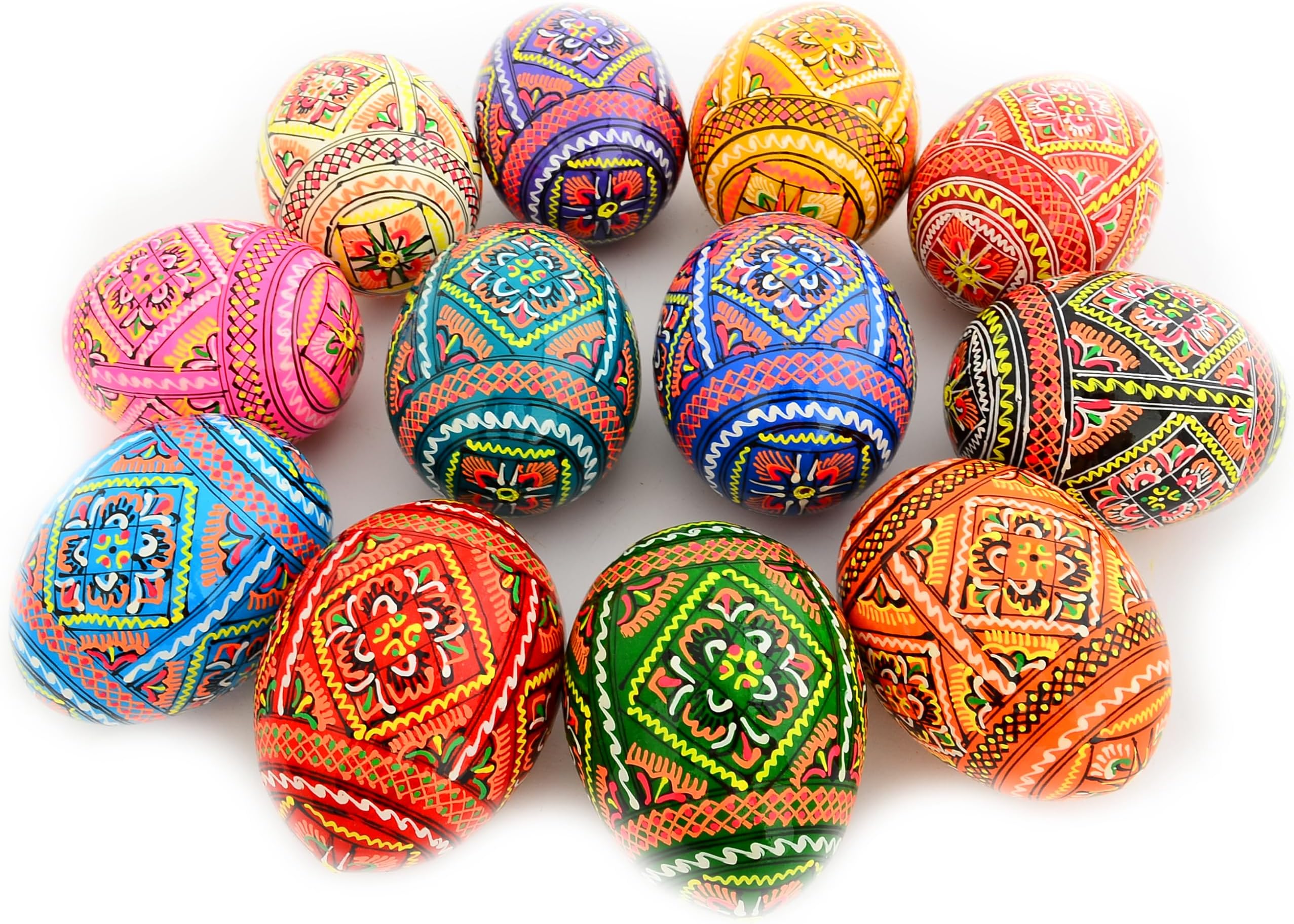 Amazon.com: SKRRYNYA Easter Painted Eggs Wooden Ukrainian Pysanky ...