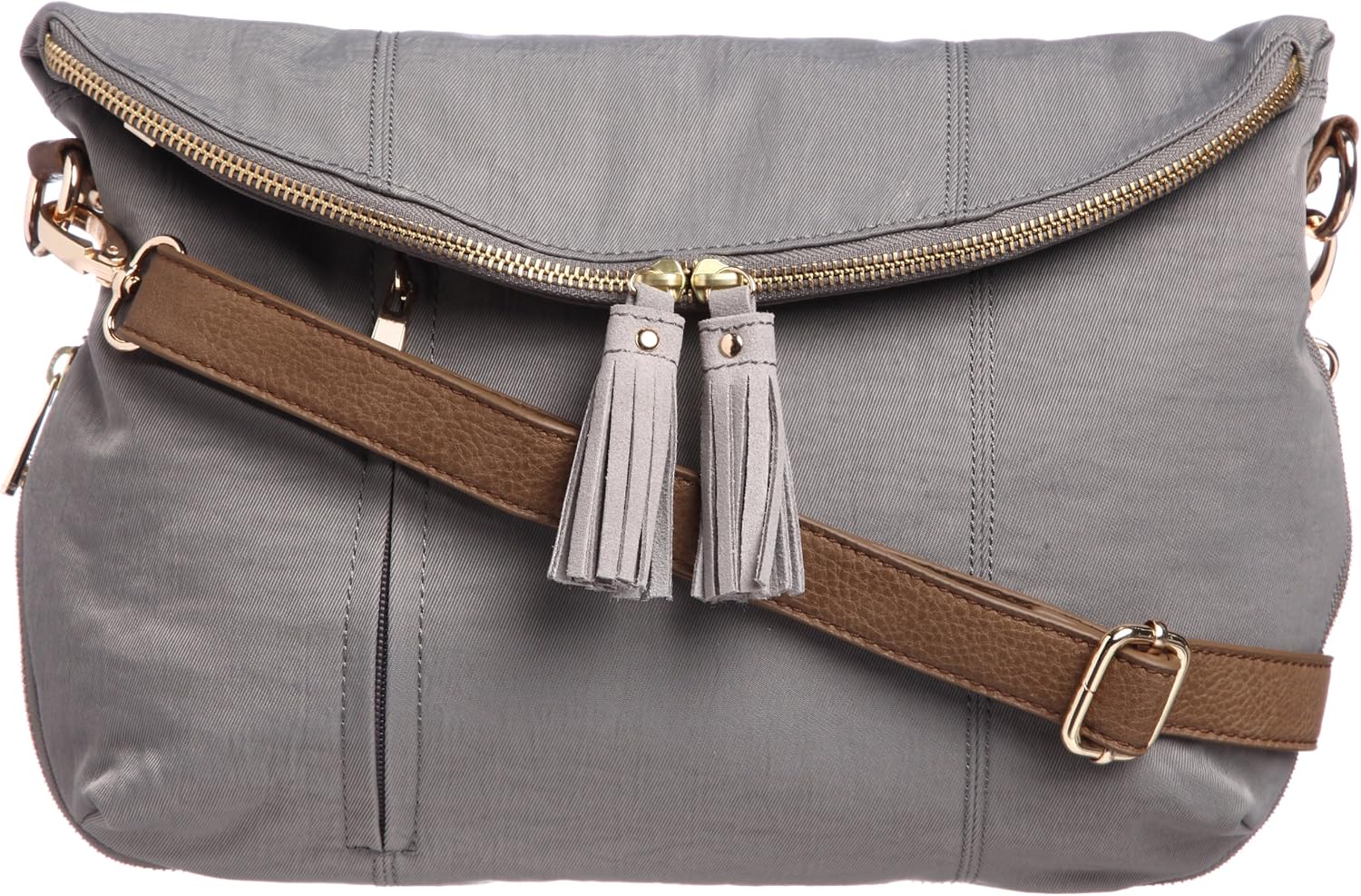 Amazon | [カシュカシュ] cachecache ZIPディテールナイロンショルダー 01-00-27980 GRY (グレー) | ショルダーバッグ