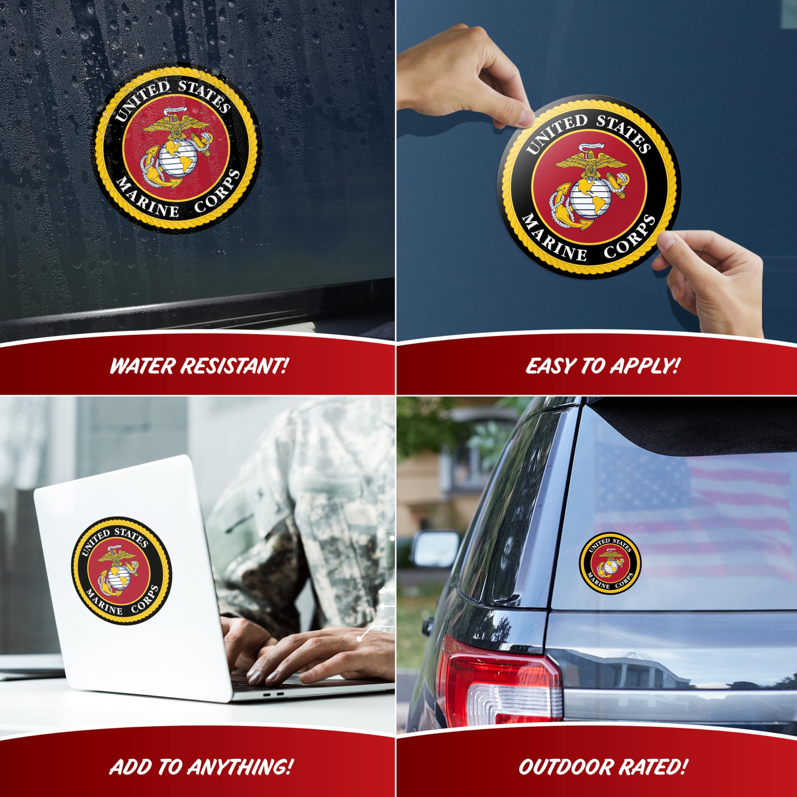 Snapklik.com : Marine Corps Car Decal - Large 5.5" USMC Vinyl Decal For ...