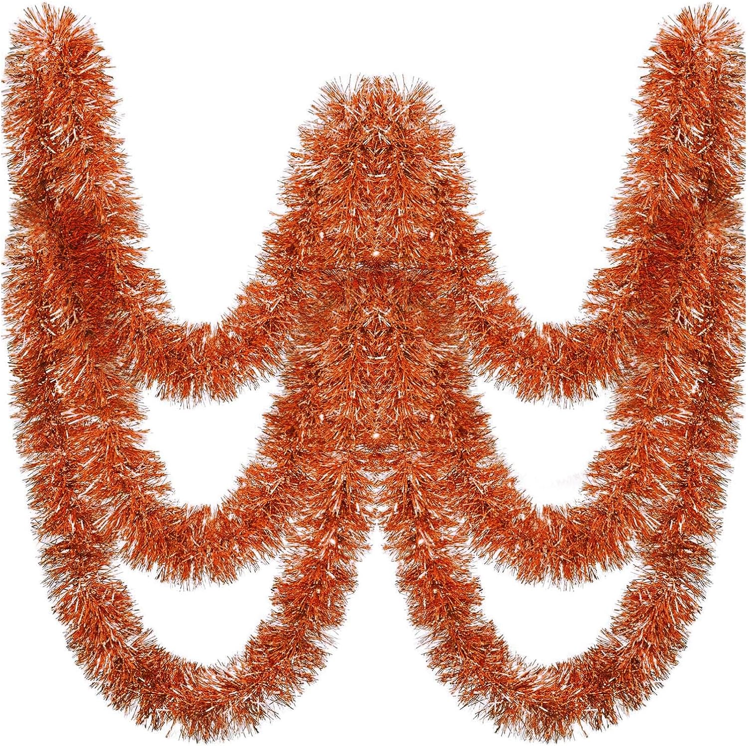 Amazon.com: 150 FT Orange Tinsel Garland Christmas Holiday Tinsel ...