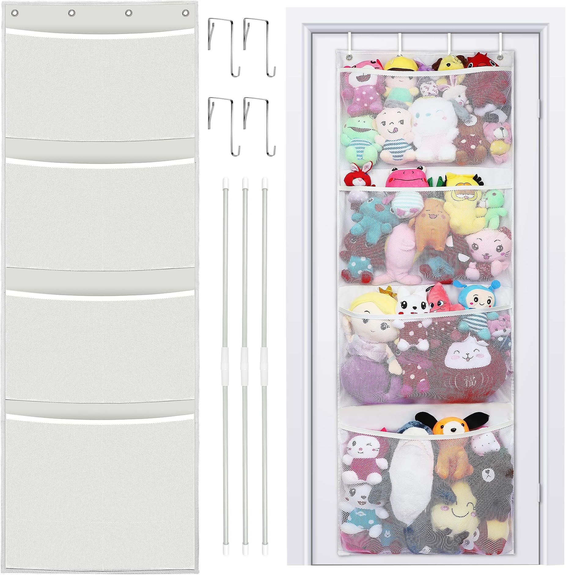 Amazon.com: Qinaoco Stuffed Animal Storage, Over The Door Organizer for ...
