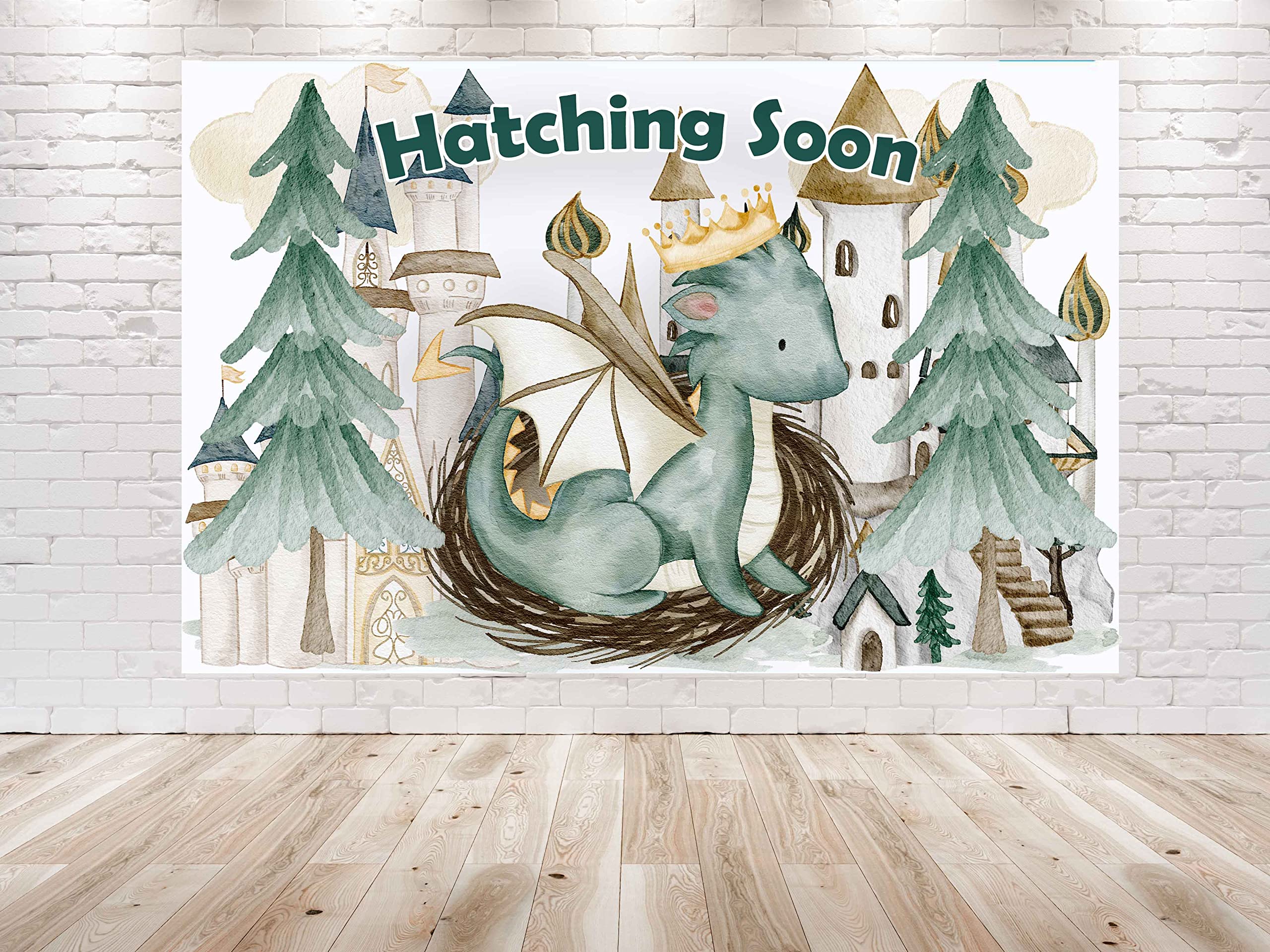 Amazon.com : 5x3FT Hatching Soon Dragon Backdrop for Baby Shower Party ...