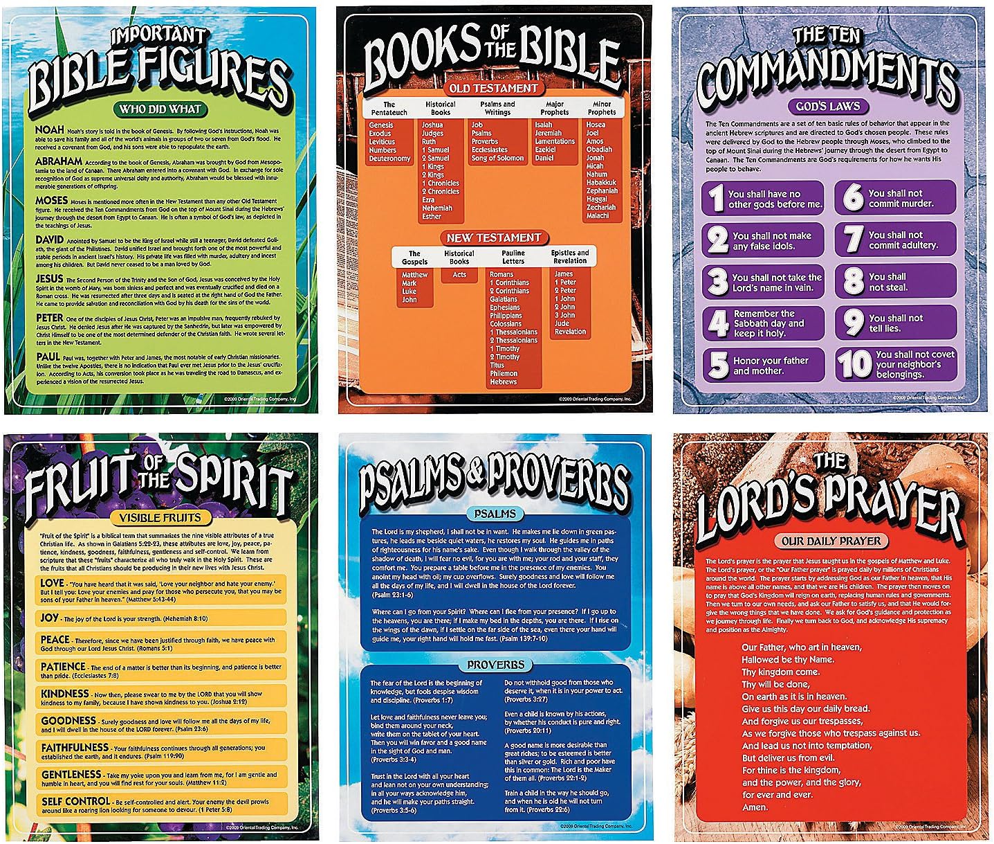 Amazon.com: Fun Express The Bible Learning Chart Posters (6 poster set ...