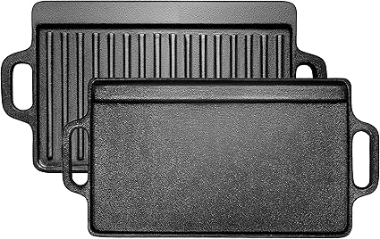Amazon.com: Cast Iron Griddle Plate 13 x 8 inch | Reversible Cast Iron ...