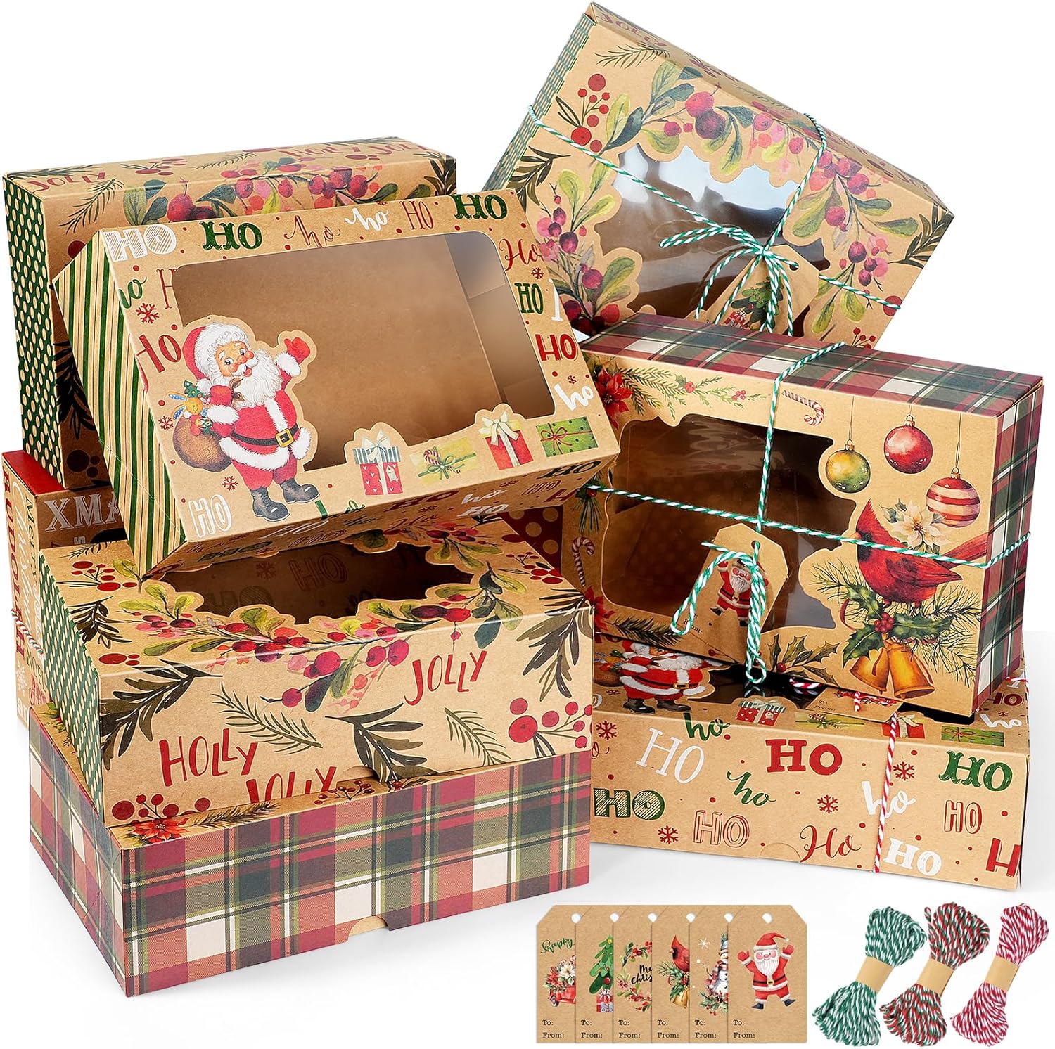 Amazon.com: Zachely 48 Christmas Cookie Boxes, Bulk Large Christmas ...