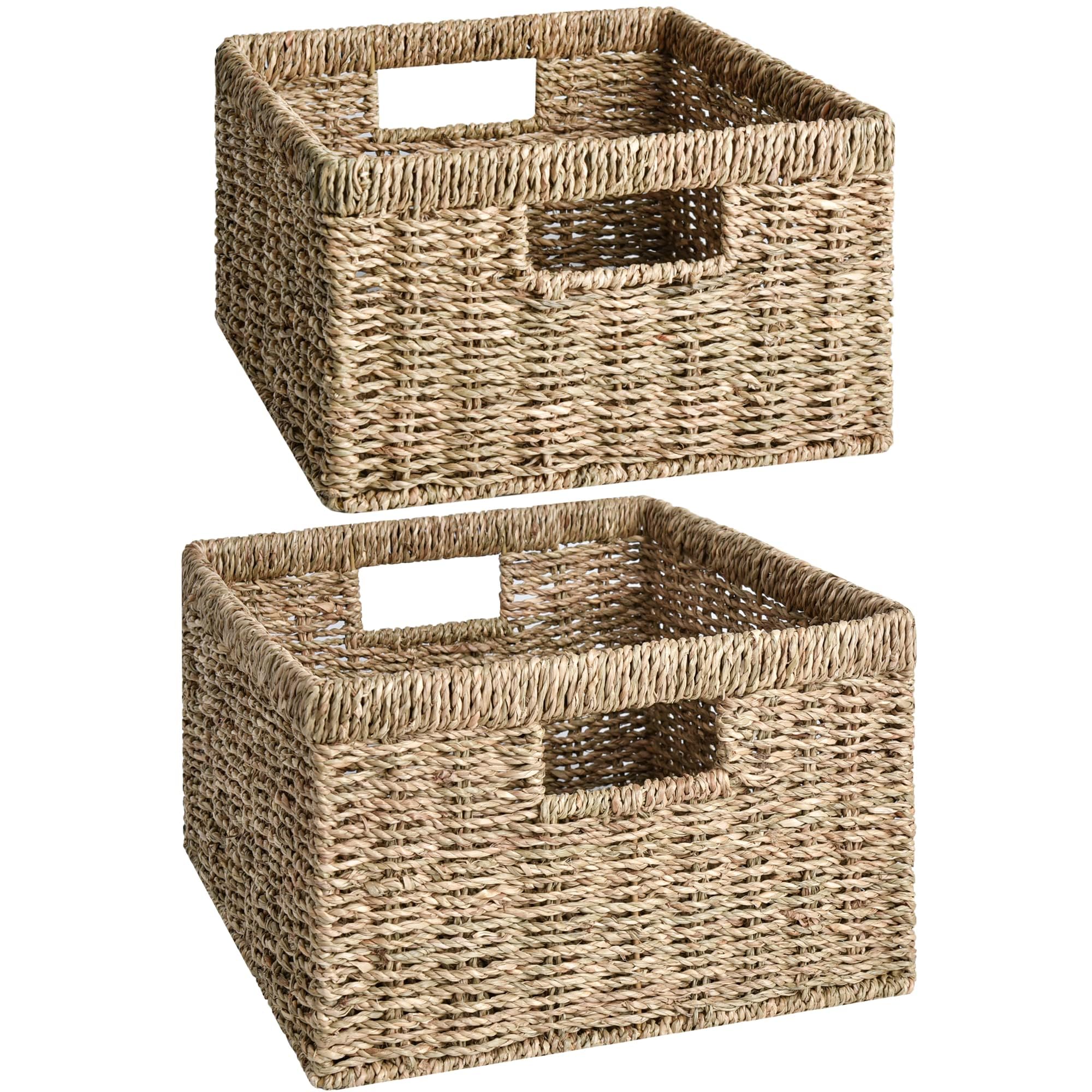 Amazon.com: StorageWorks Wicker Storage Baskets, Handwoven Seagrass ...