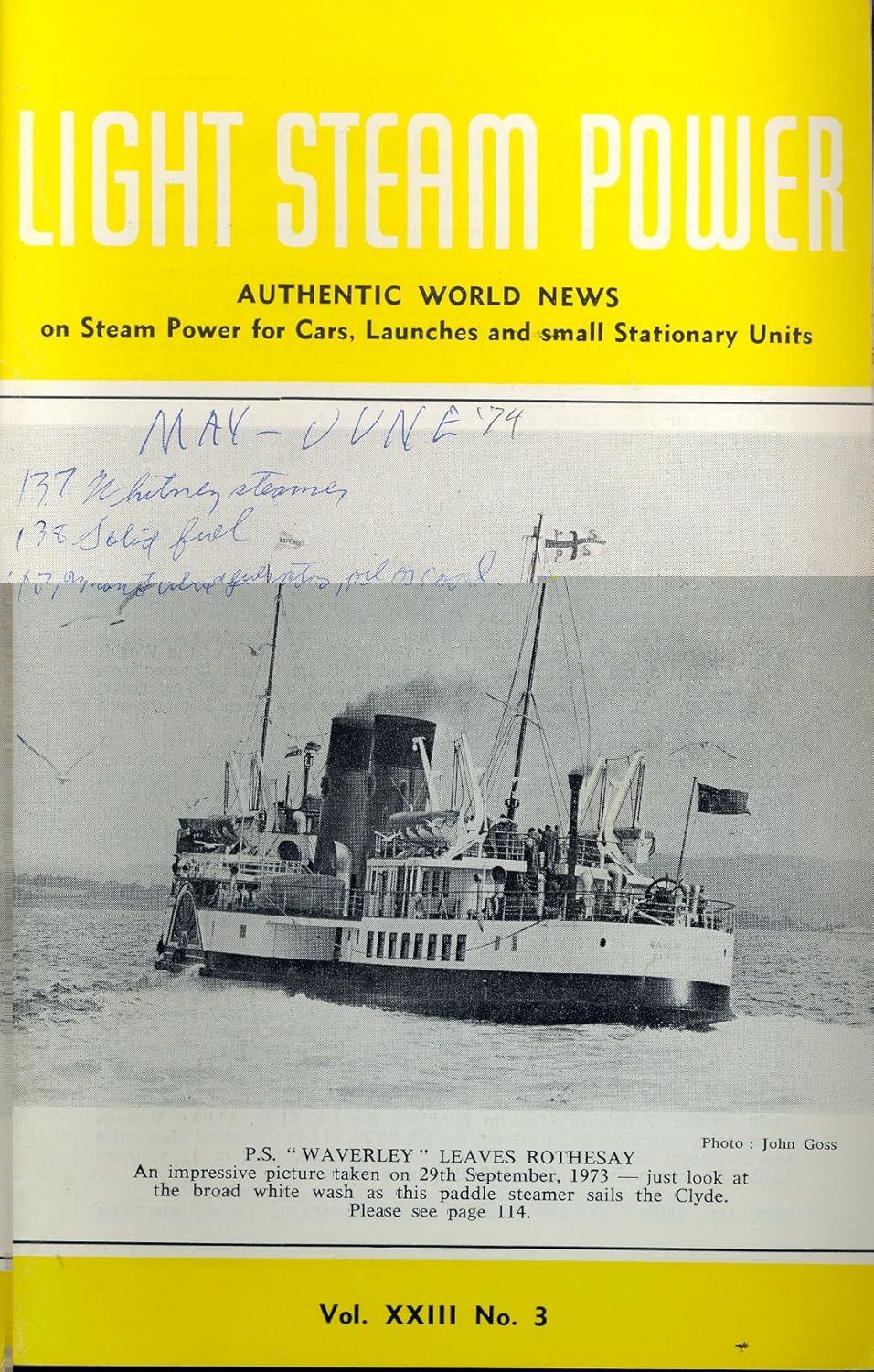 Light Steam Power Vol. XXIII No. 3 May June 1974 (XXIII): None: Amazon ...