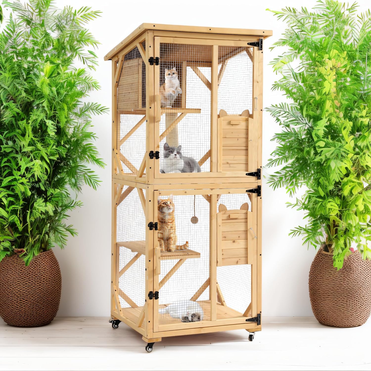 4 Tiers Catio Outdoor Cat Enclosure on Wheels, Large Philippines | Ubuy