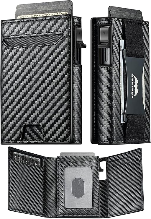 Amazon.com: Card Wallet for Men Slim Minimalist: Smart Pop Up Wallet ...