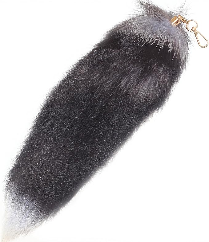 42cm Supper Huge Fluffy Dark Brown Fox Tail Cosplay Toy Fur Handbag ...