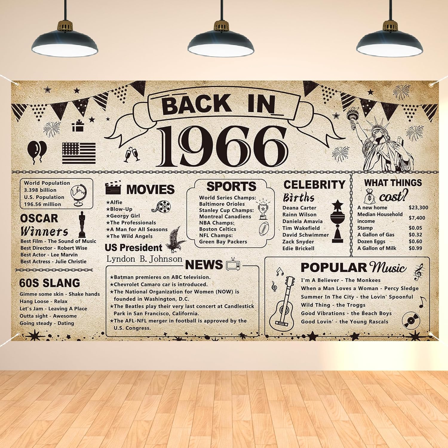 Amazon.com: DARUNAXY 60th Birthday Party Decorations, Vintage Back in ...