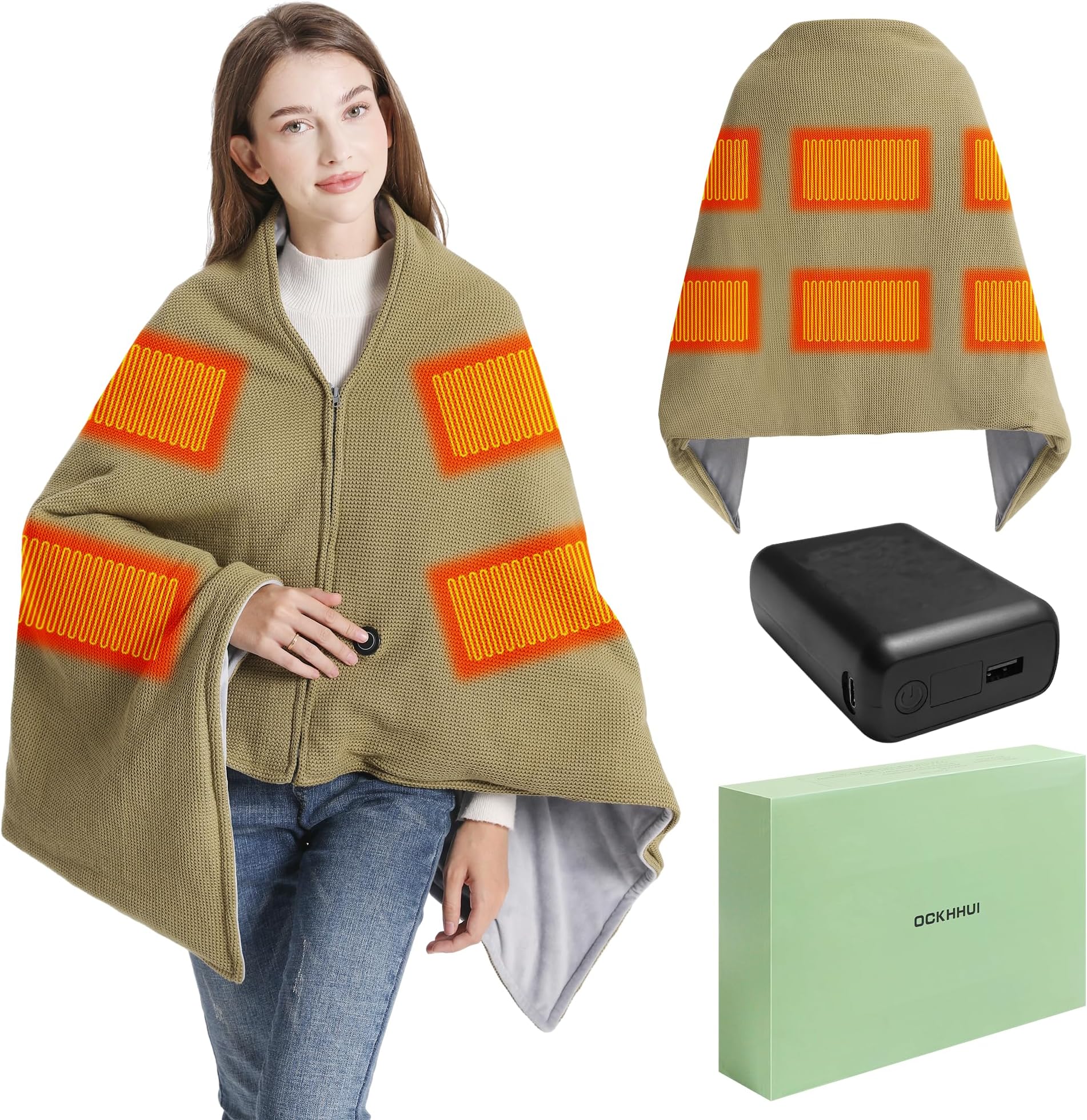 Amazon.com: Zireot USB Heated Blanket,with USB Charger -Without Battery ...