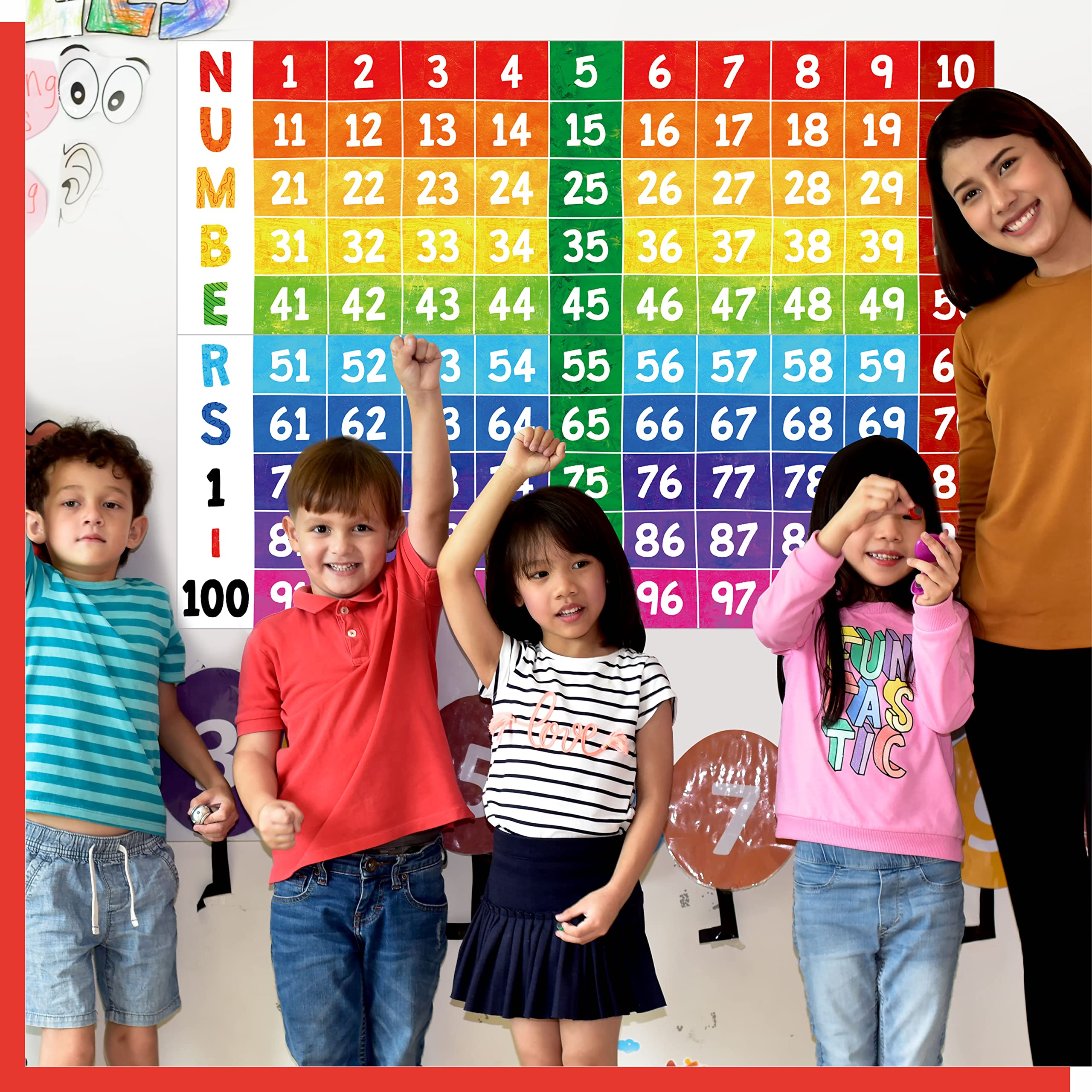 Snapklik.com : Number Line Bulletin Board Set, 1 To 100 Colorful Number ...