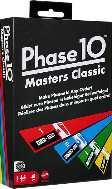 Amazon.com: Mattel Games Phase 10 Masters Classic Card Game Including ...