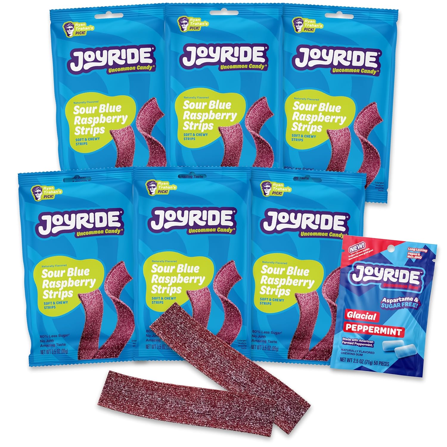 Amazon.com : JOYRIDE Blue Raspberry Sour Strips - 3.5 oz 6-Pack Bundle ...