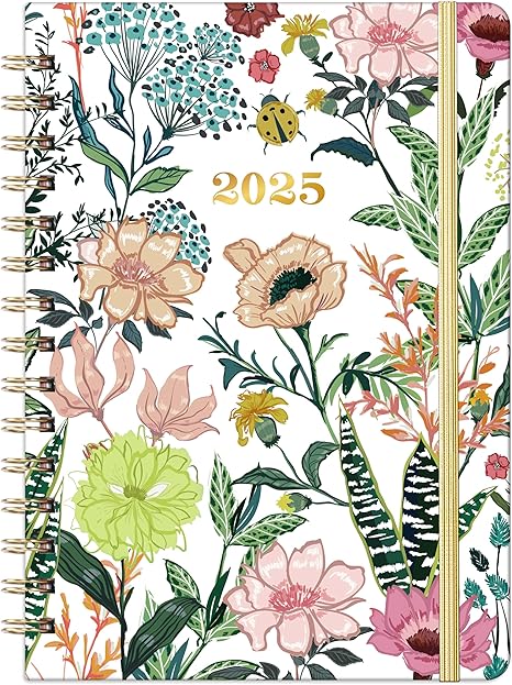 Floral Planner 2025 – Hardcover Spiral Weekly & Monthly Planner
