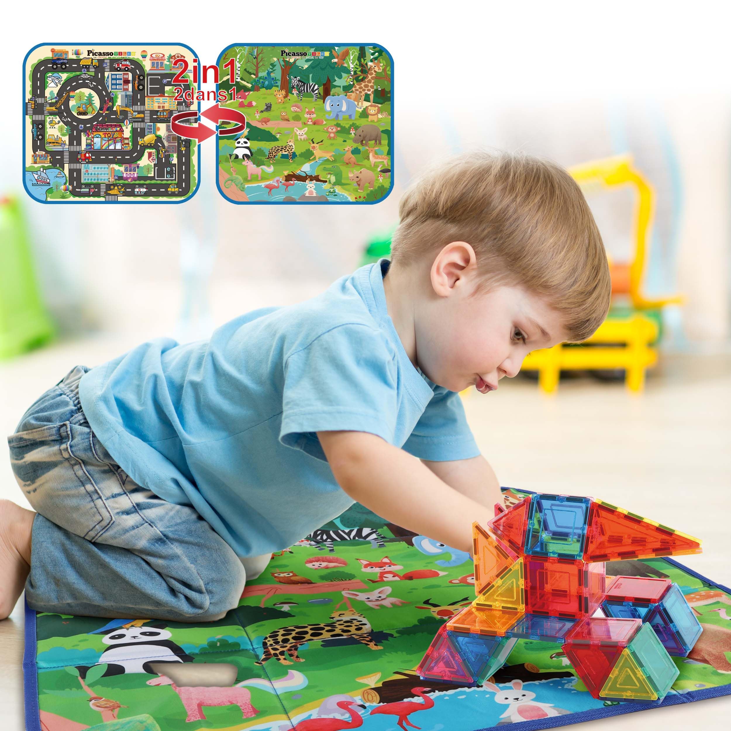 Snapklik.com : PicassoTiles Storage Bin Toy Box & Playmat